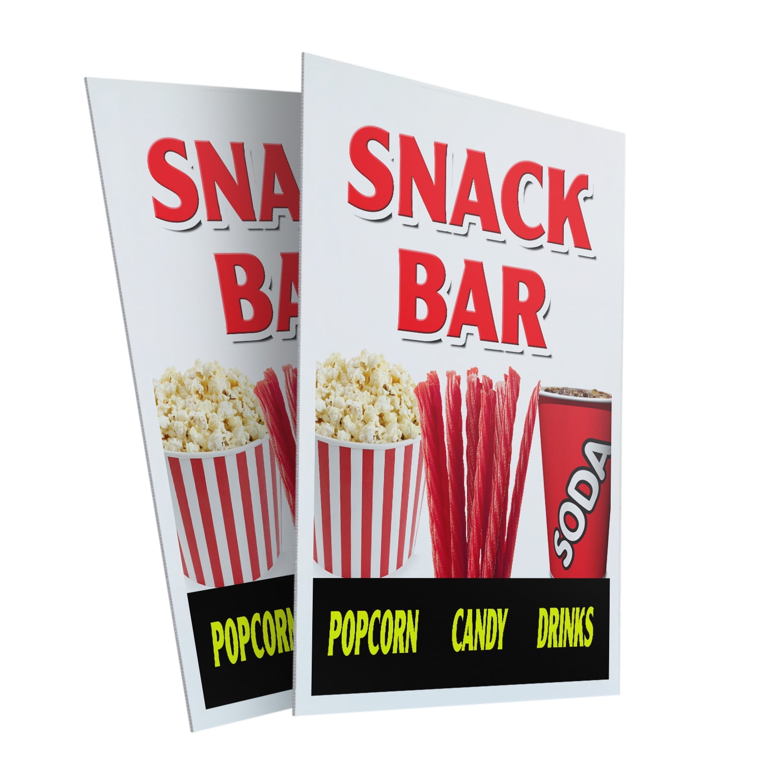 Snack Bar (2-PACK) 24" x 36" Plastic Signs | Sign Insert 4mm Corrugated ...