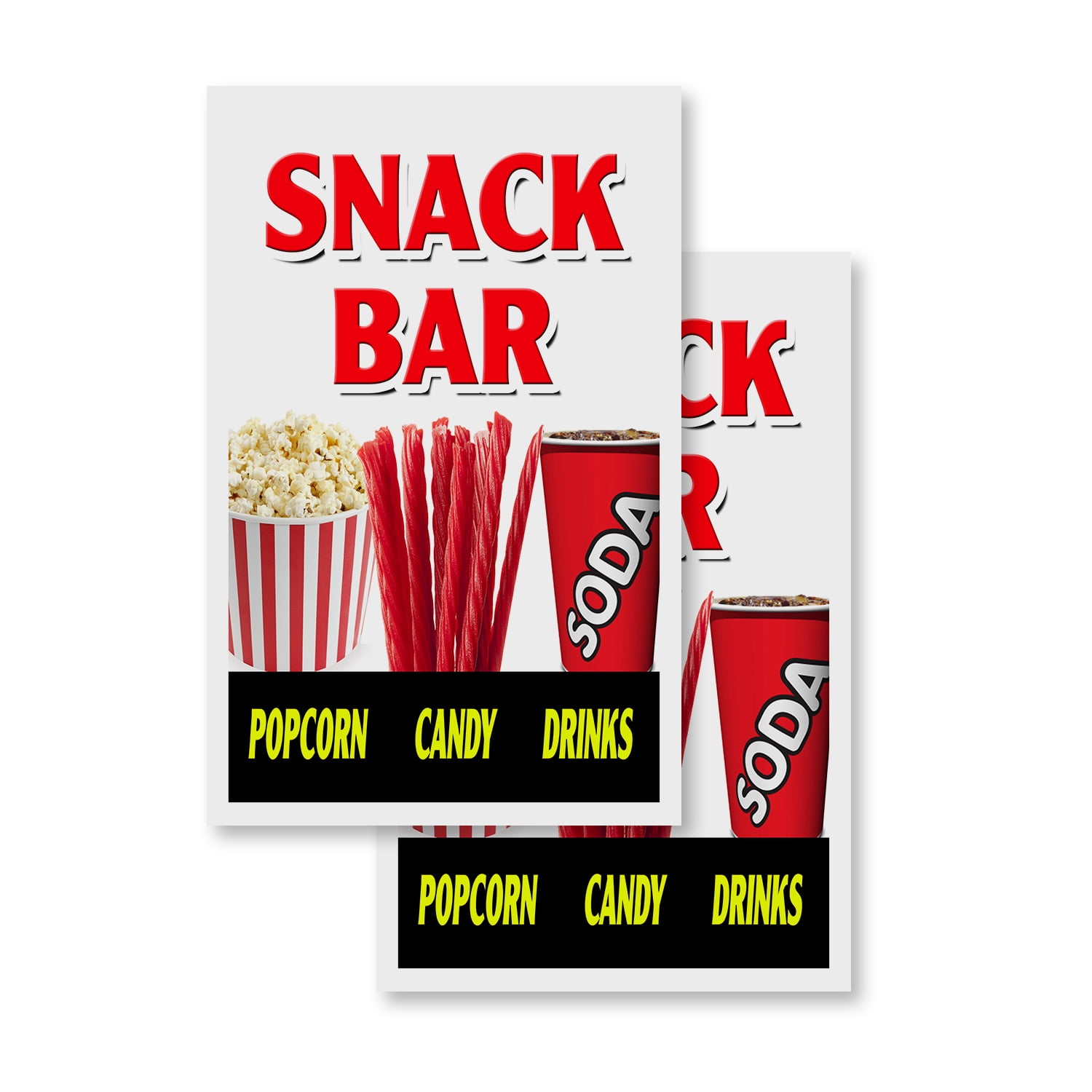 Snack Bar (2-PACK) 24" x 36" Vinyl Decals | Sign Insert Peel & Stick ...