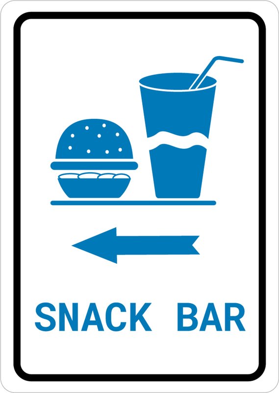 Snack Bar Left Arrow Sign Safety Restriction Alert Attention Caution ...