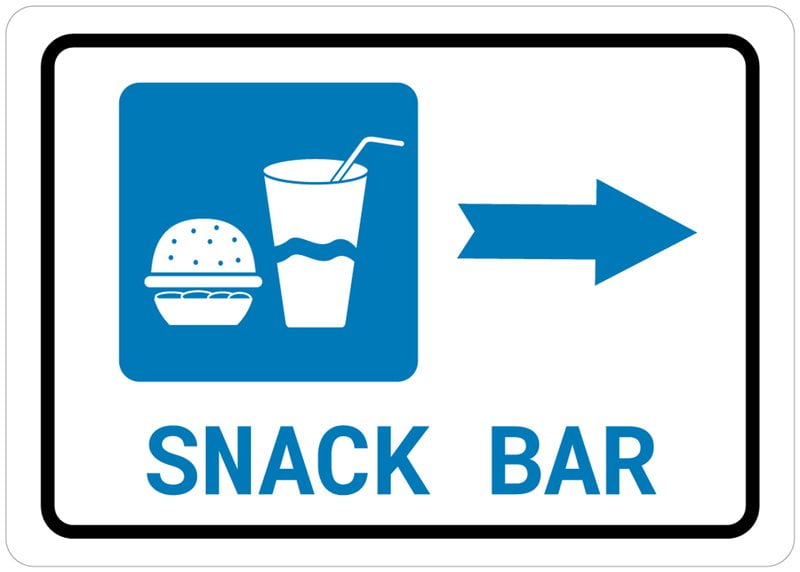 Snack Bar Right Arrow Sign Metal 12"X8" Rust Free Aluminum,Indoor ...