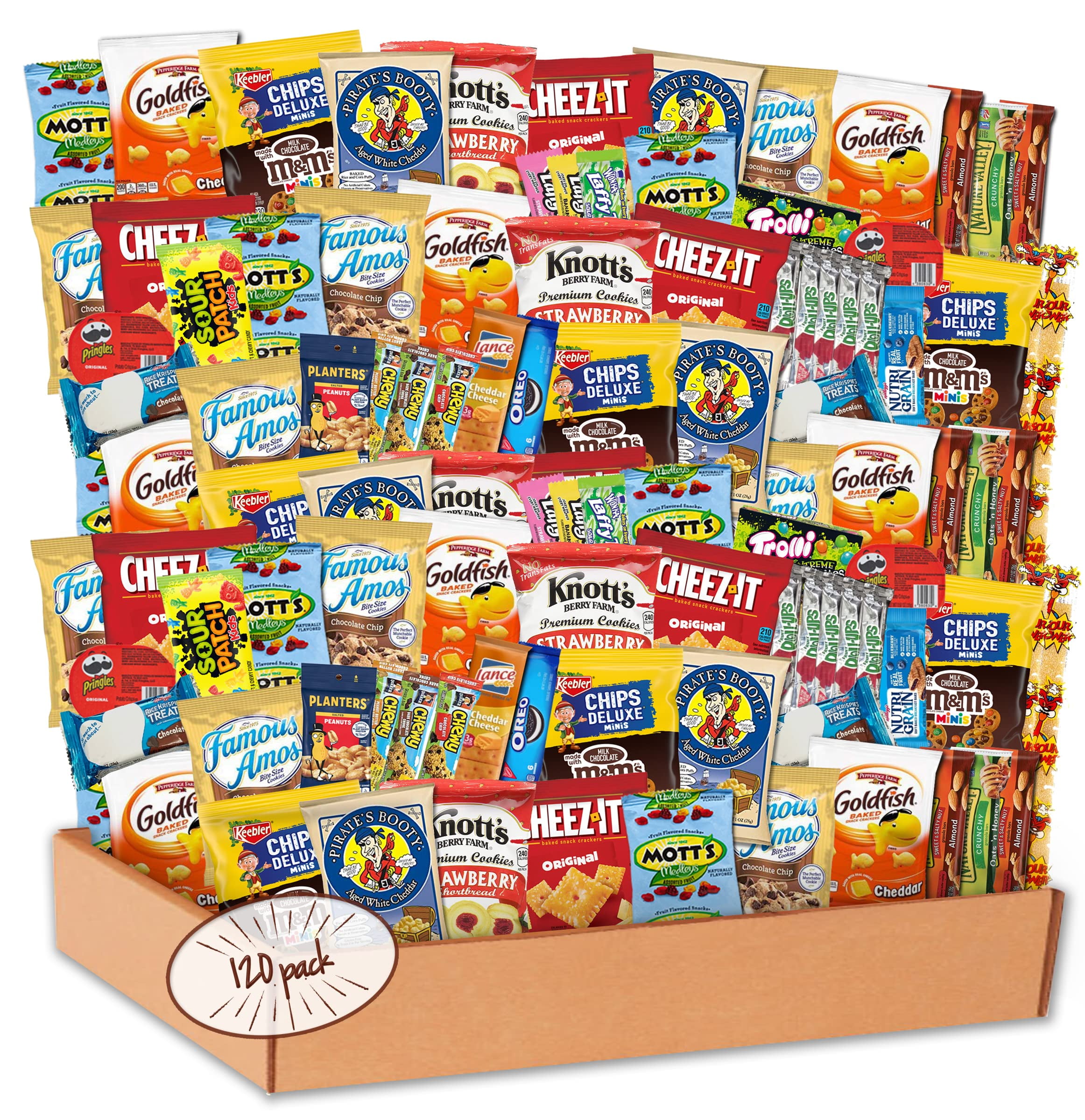 Snack Box Care Package (120 Count) SMRFather's Day Variety Snacks Gift ...