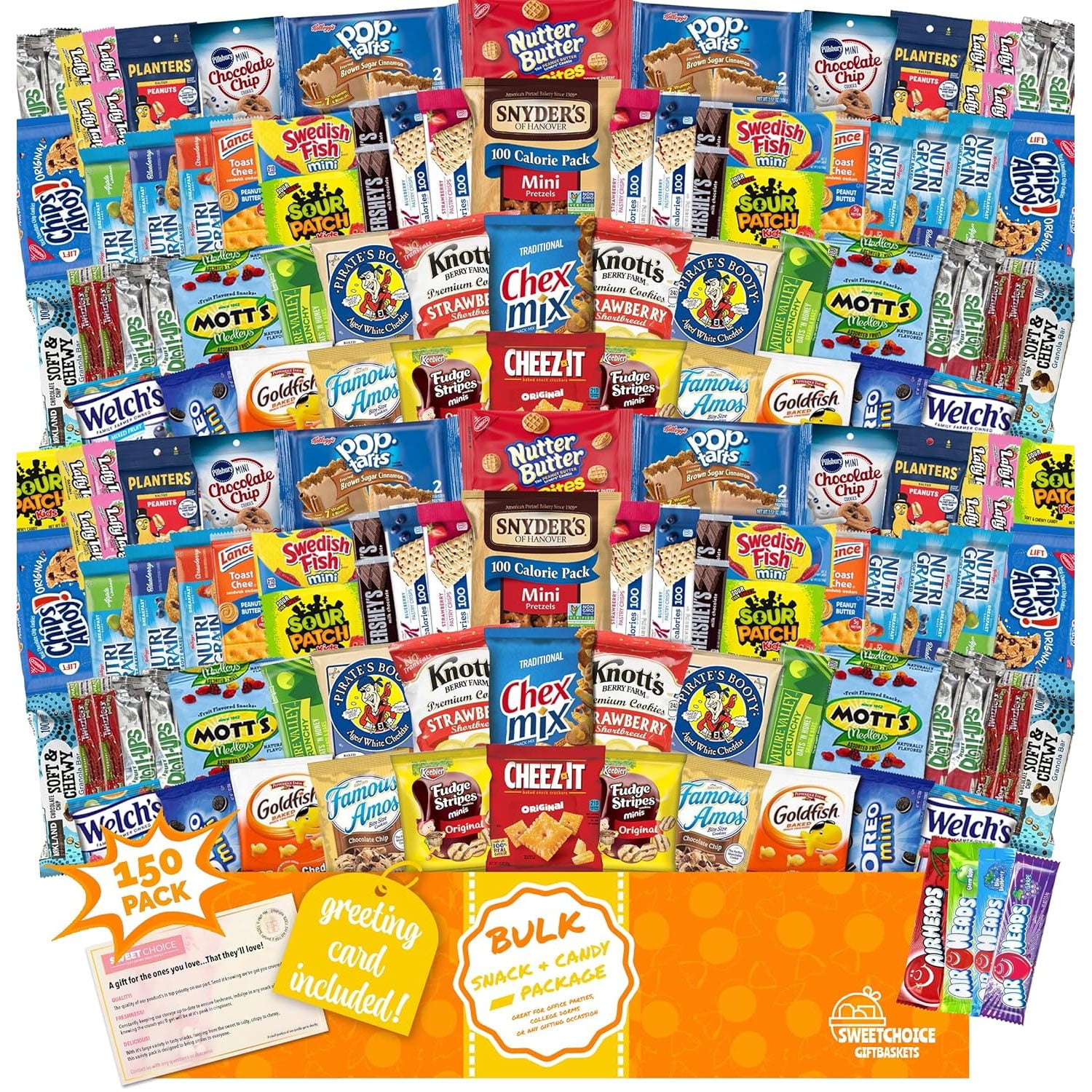 Snack Box Care Package (150) Variety Snacks Gift Box Bulk Snacks ...