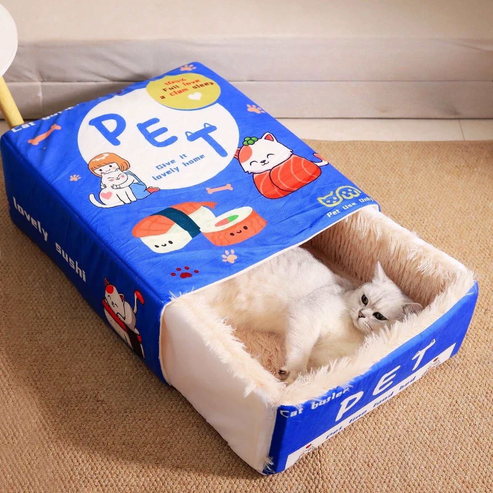 Snack Box Cat Litter Pet Cat and Dog Bed Rectangular Fully Enclosed ...
