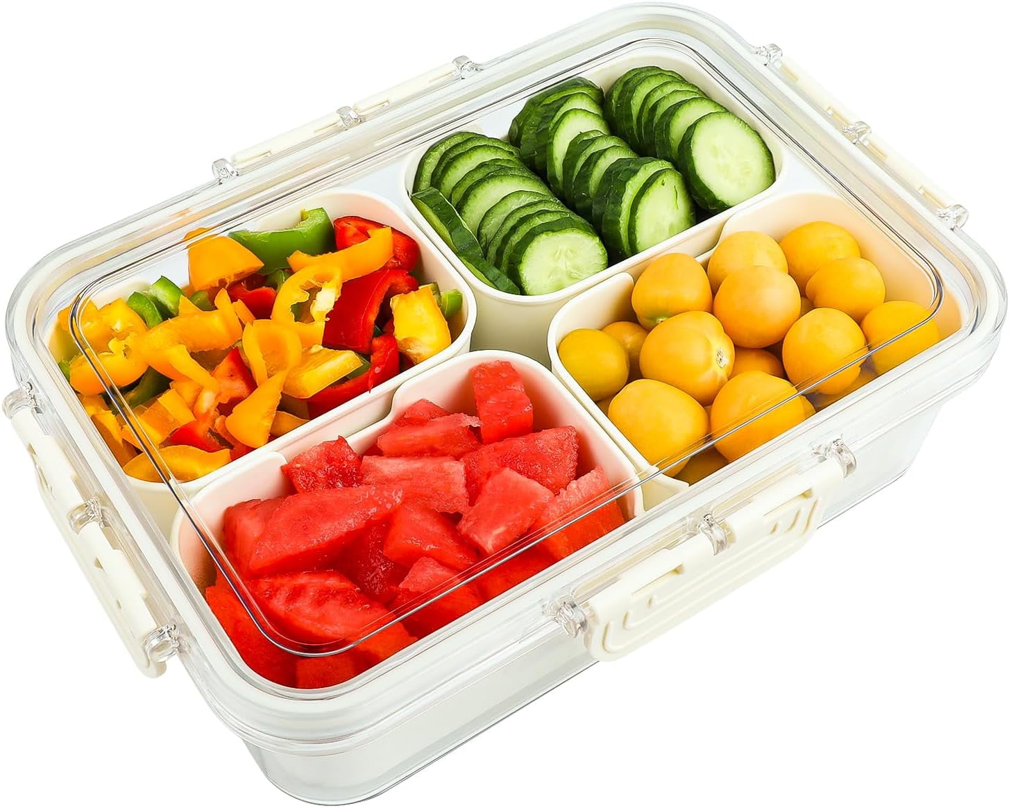 Snack Box Container,Divided Serving Rray with Lid,4 Compartment Snack ...