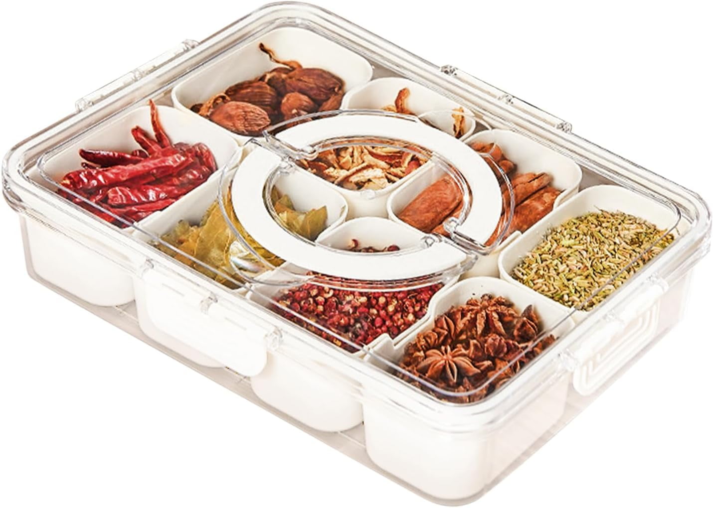 Snack Box Container Divided Serving Tray with Lid and Handle, Portable ...