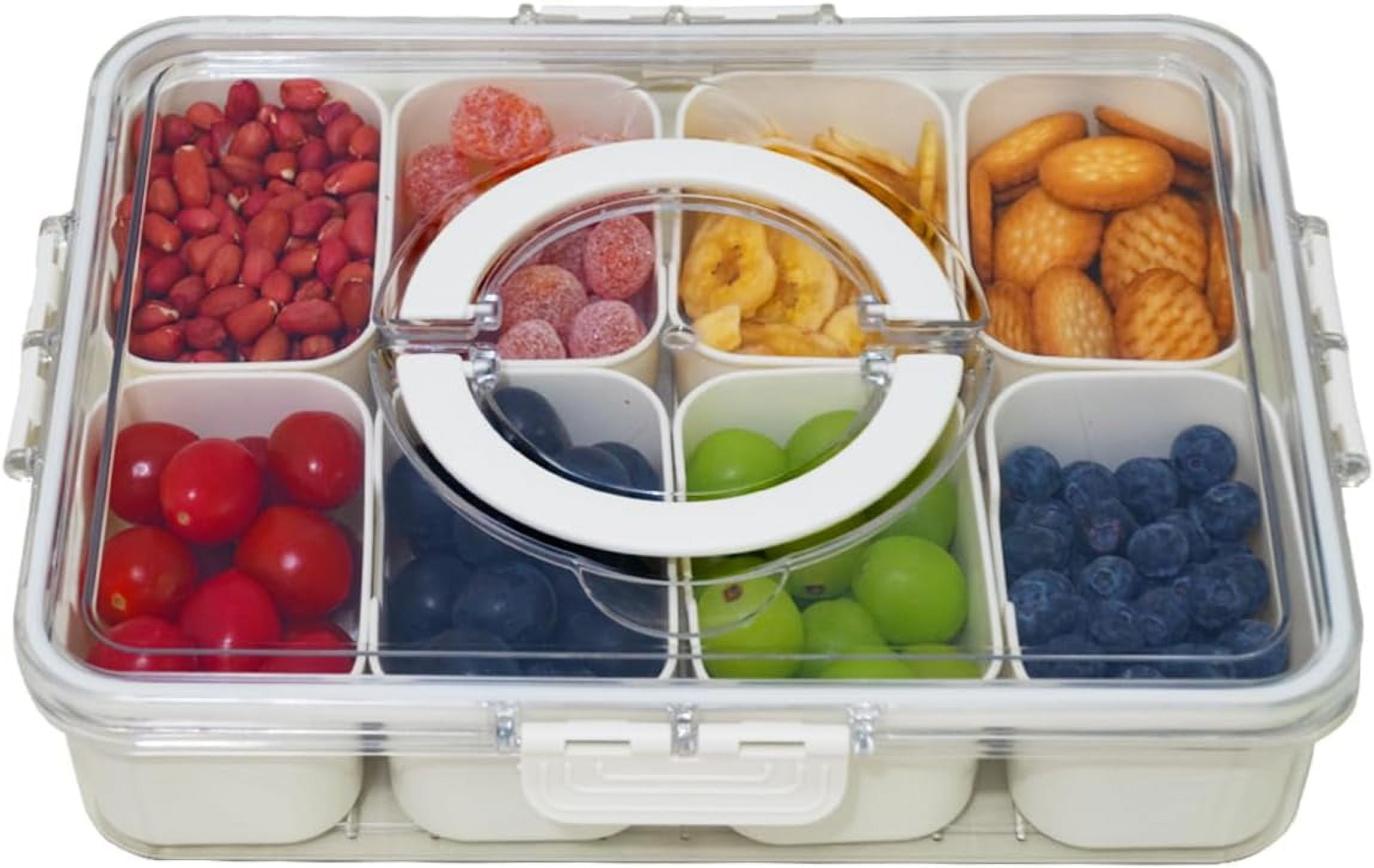 Snack Box Container Divided Snackle Serving Tray with Lid and Handle ...