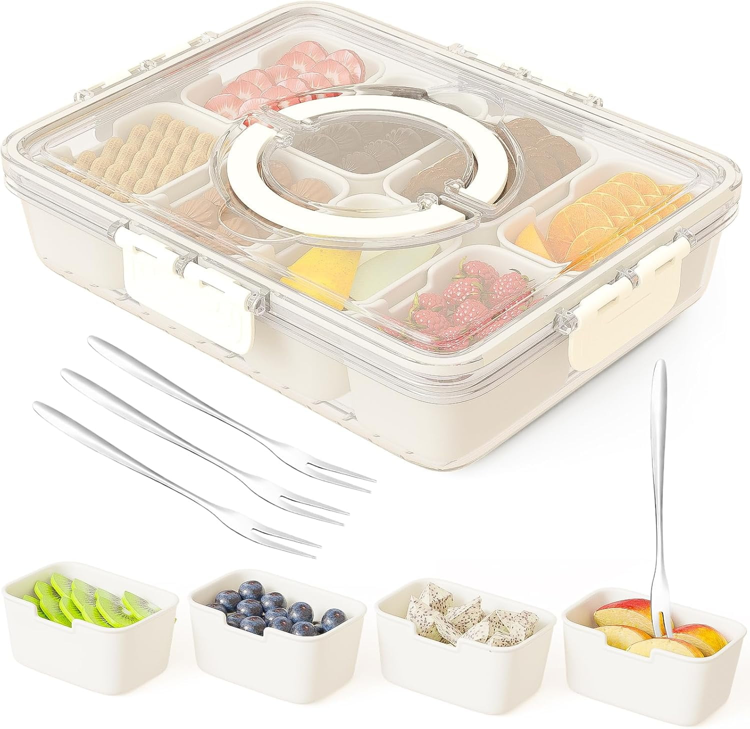 Snack Box Container, Portable Snack Box 8 Compartment Divided Tray with ...