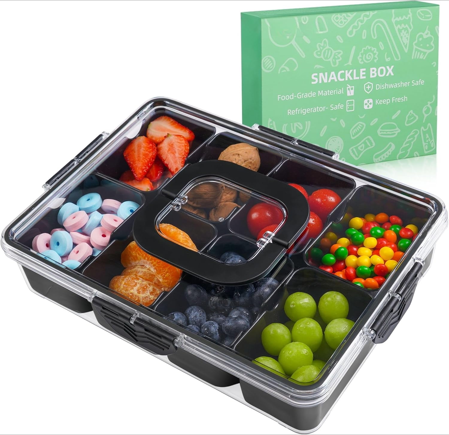 Snack Box Containers, Dishwasher Safe - Divided Trays with Lids and ...