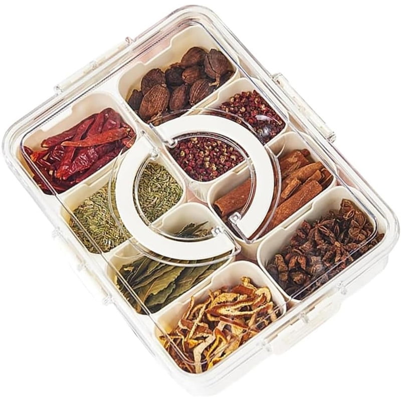 Snack Box Divided Serving Tray with Lid and Handle, 8 Compartment ...