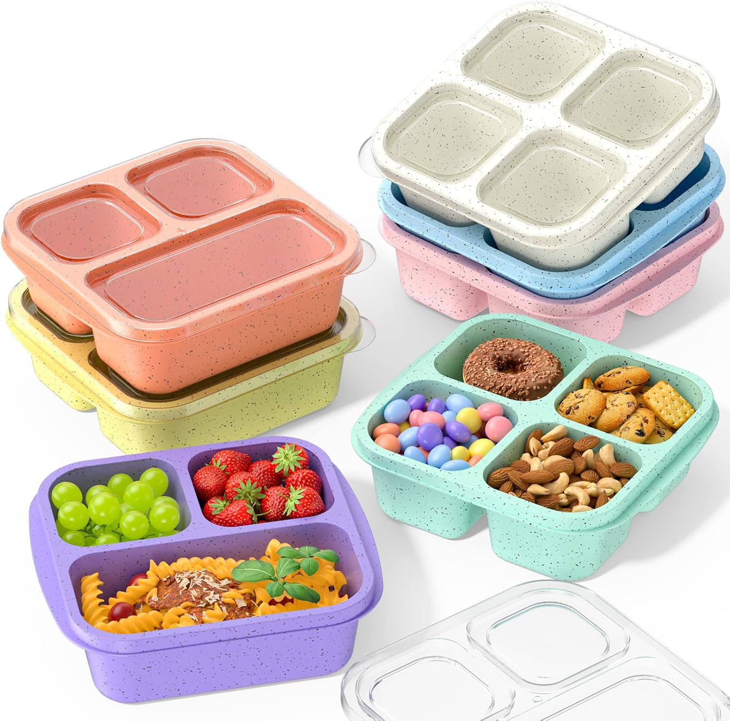 Snack Boxes (7 Pack) Stackable - Reusable Lunch Box Set for Kids and ...