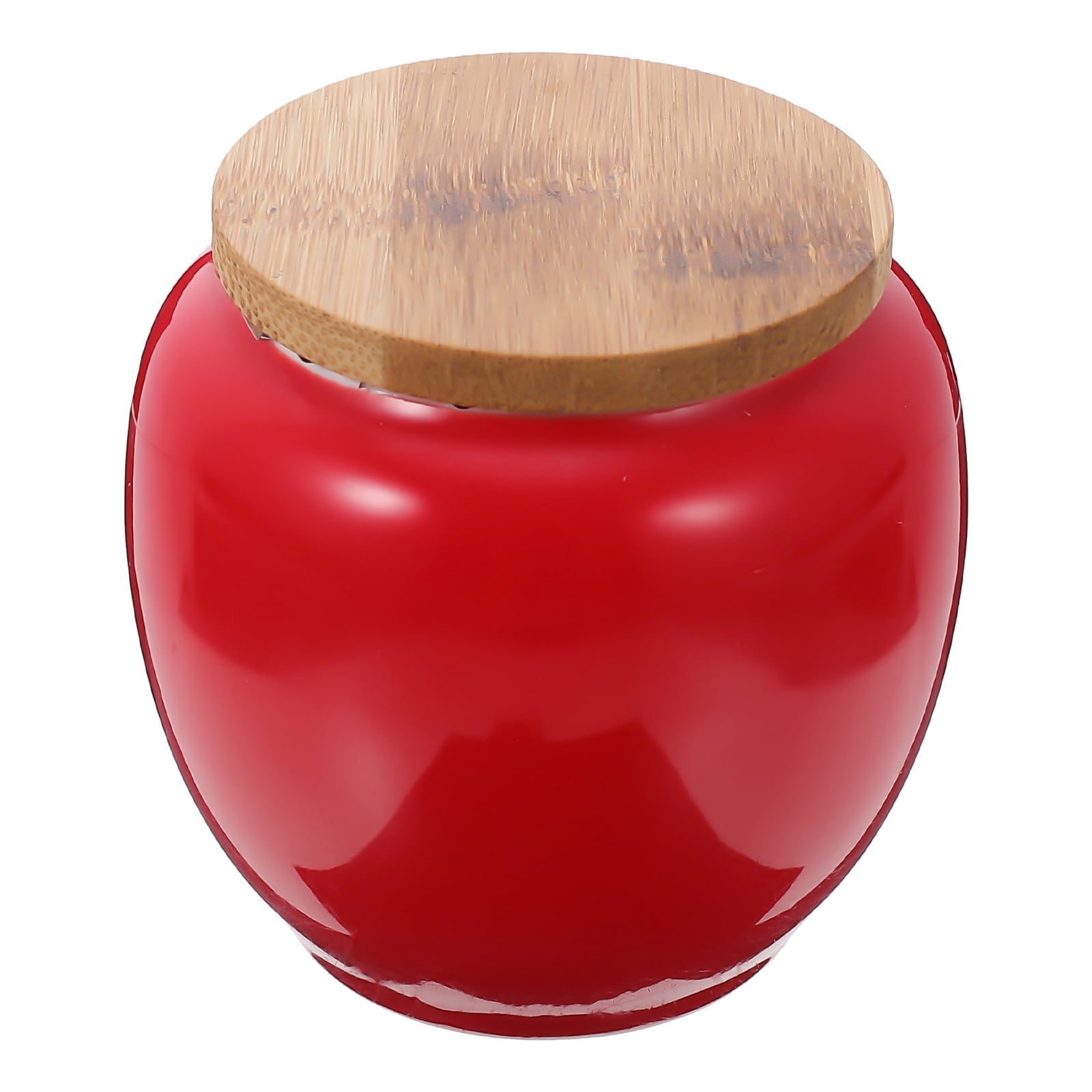 Ceramic Snack Canister with Lid, Decorative Red Tea Grain Container ...