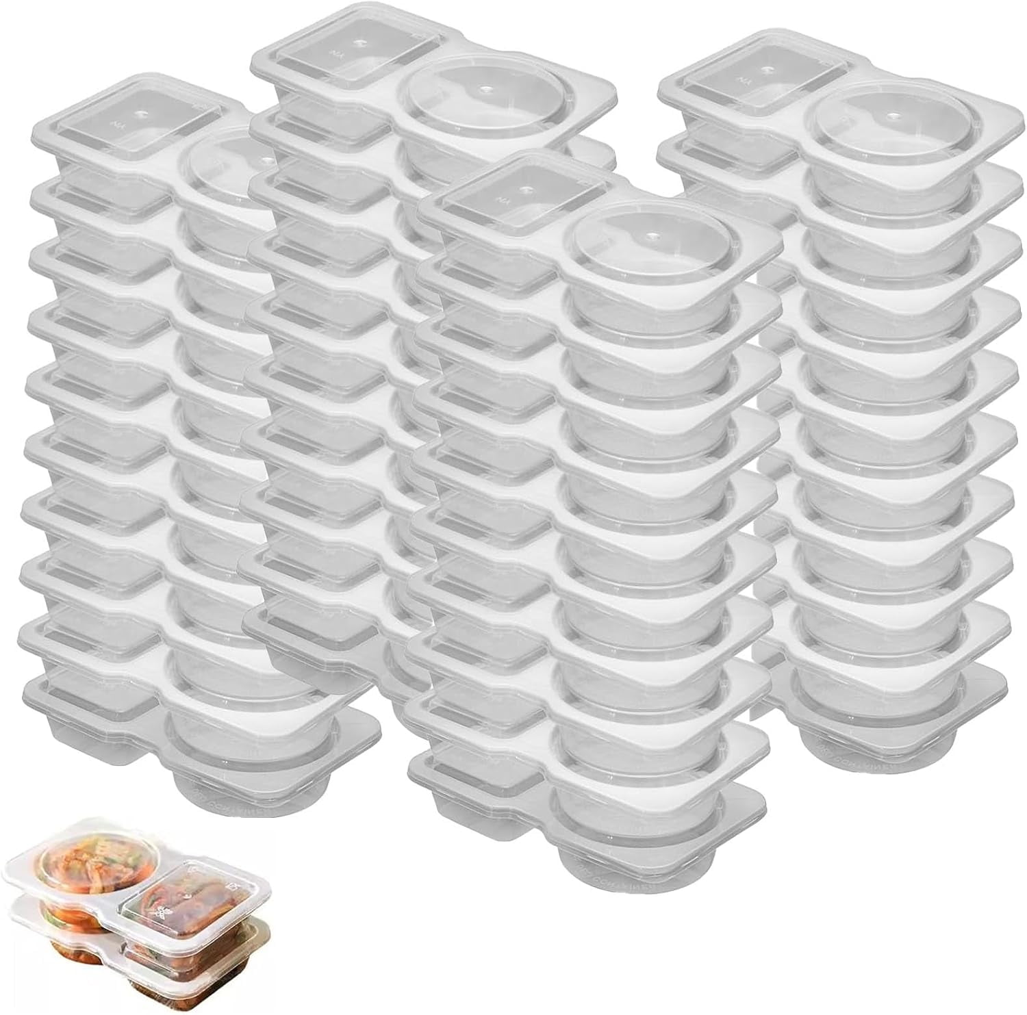 Snack Container,Disposable Condiment Container with Lid,Double ...