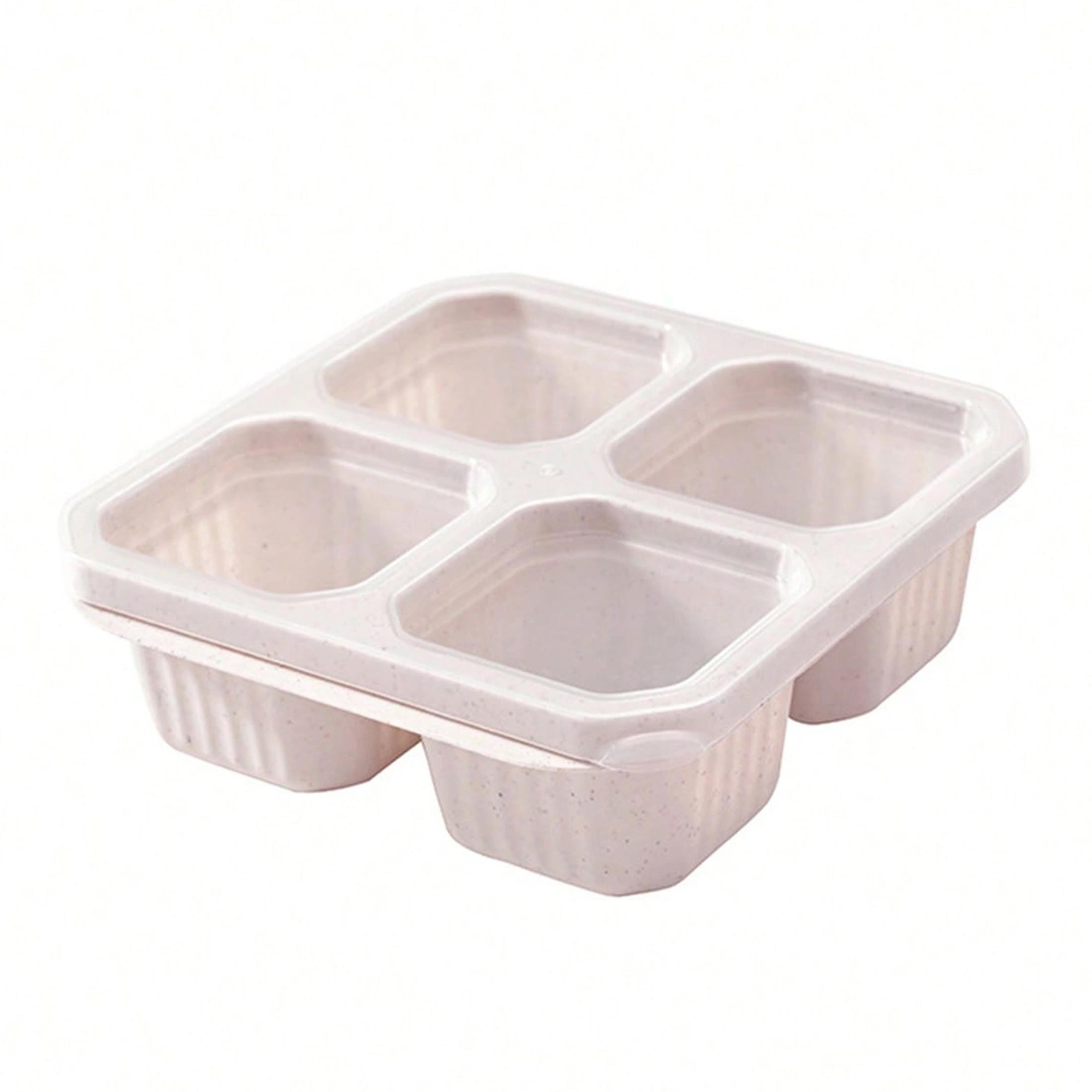 Snack Container, Stackable 4-compartment Lunch Box with Lid, Reusable ...