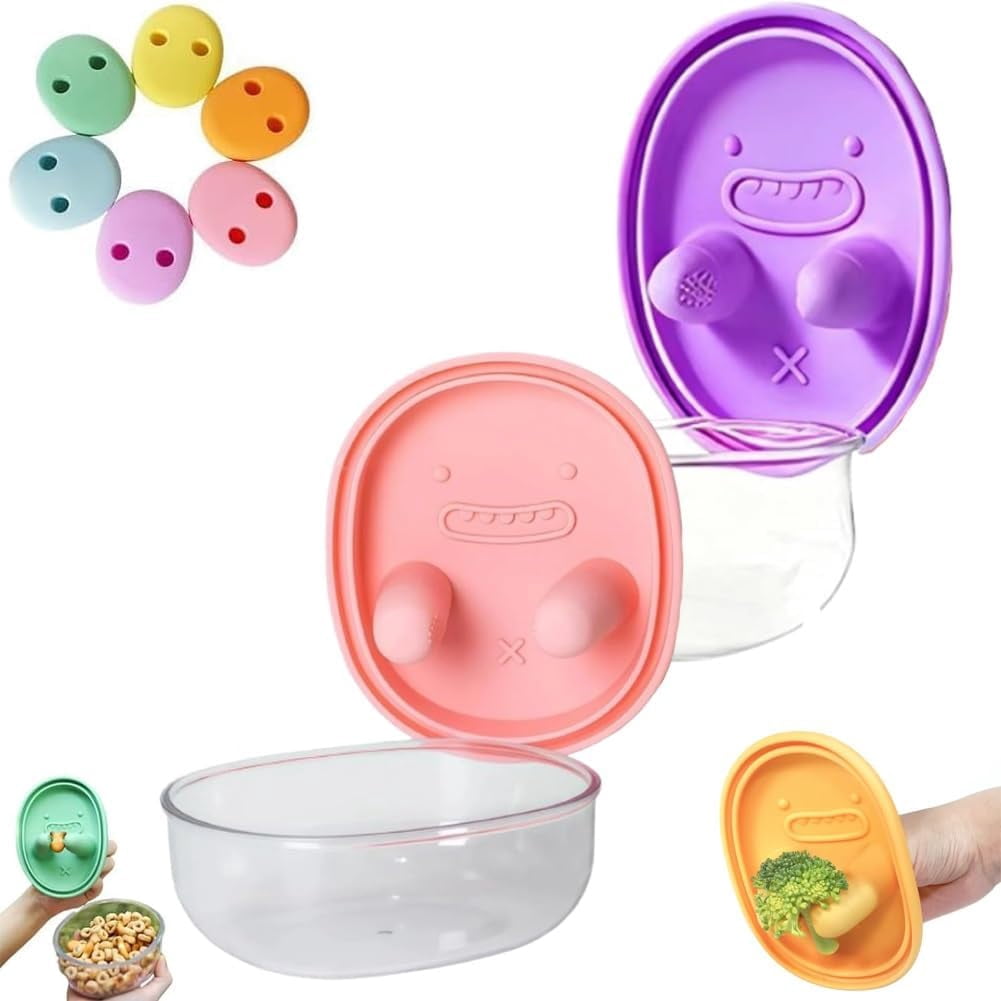 Snack Container with Silicone Finger Lid for Clean Eating, Food Storage ...
