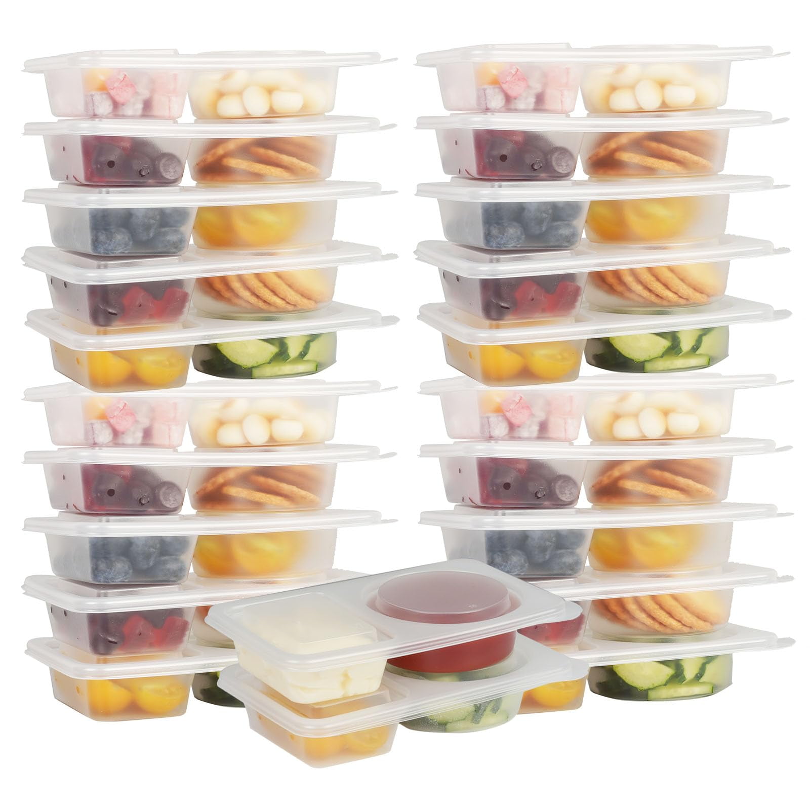 Snack Containers - Double Compartment Condiment Containers with Lids ...