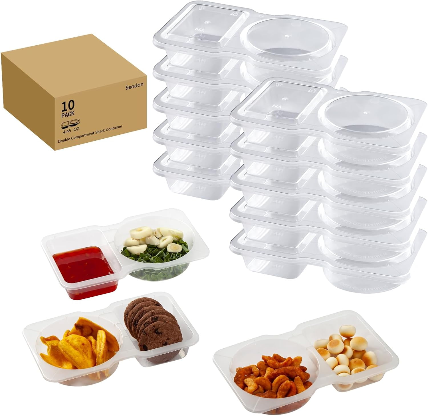 Snack Containers Double Compartment Snack Packs with Lids Grab and Go ...