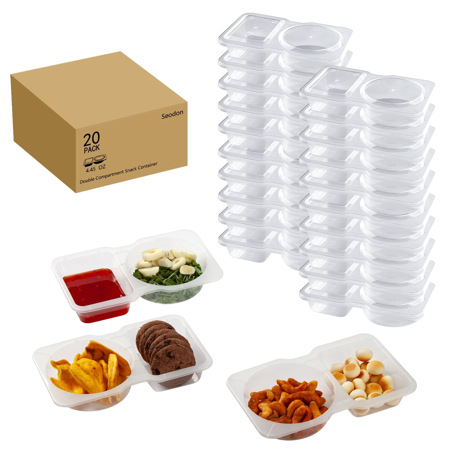 Snack Containers Double Compartment Snack Packs with Lids Grab and Go ...