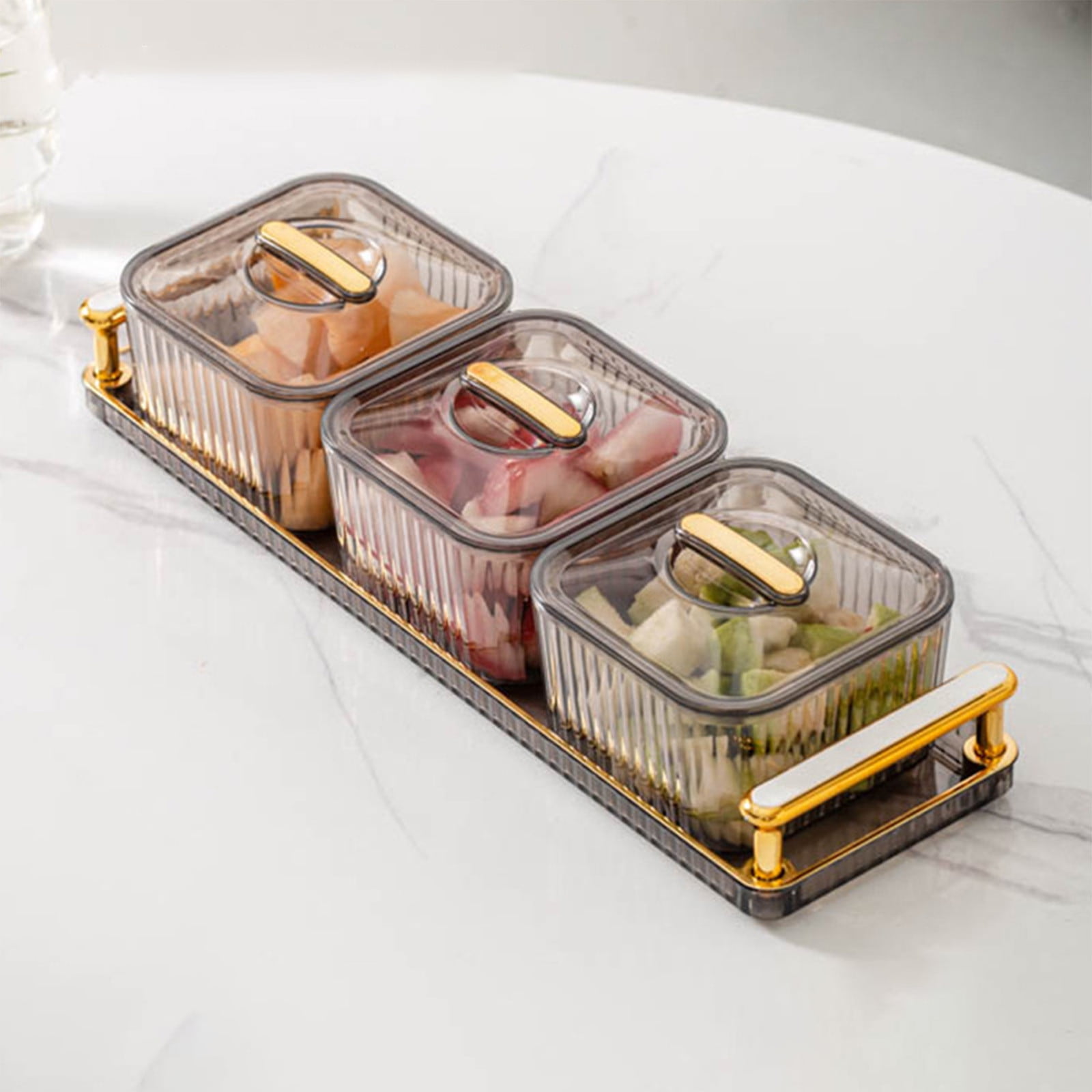 Snack Containers Fruit Tray, Clear Candy Snack Tray 3 Clear Boxes with ...