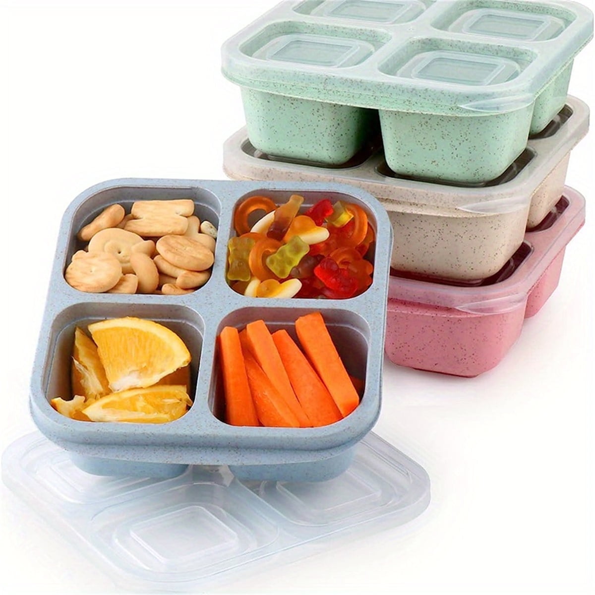 Snack Containers, Bento Lunch Box 4Compartments , Easy to Clean ...