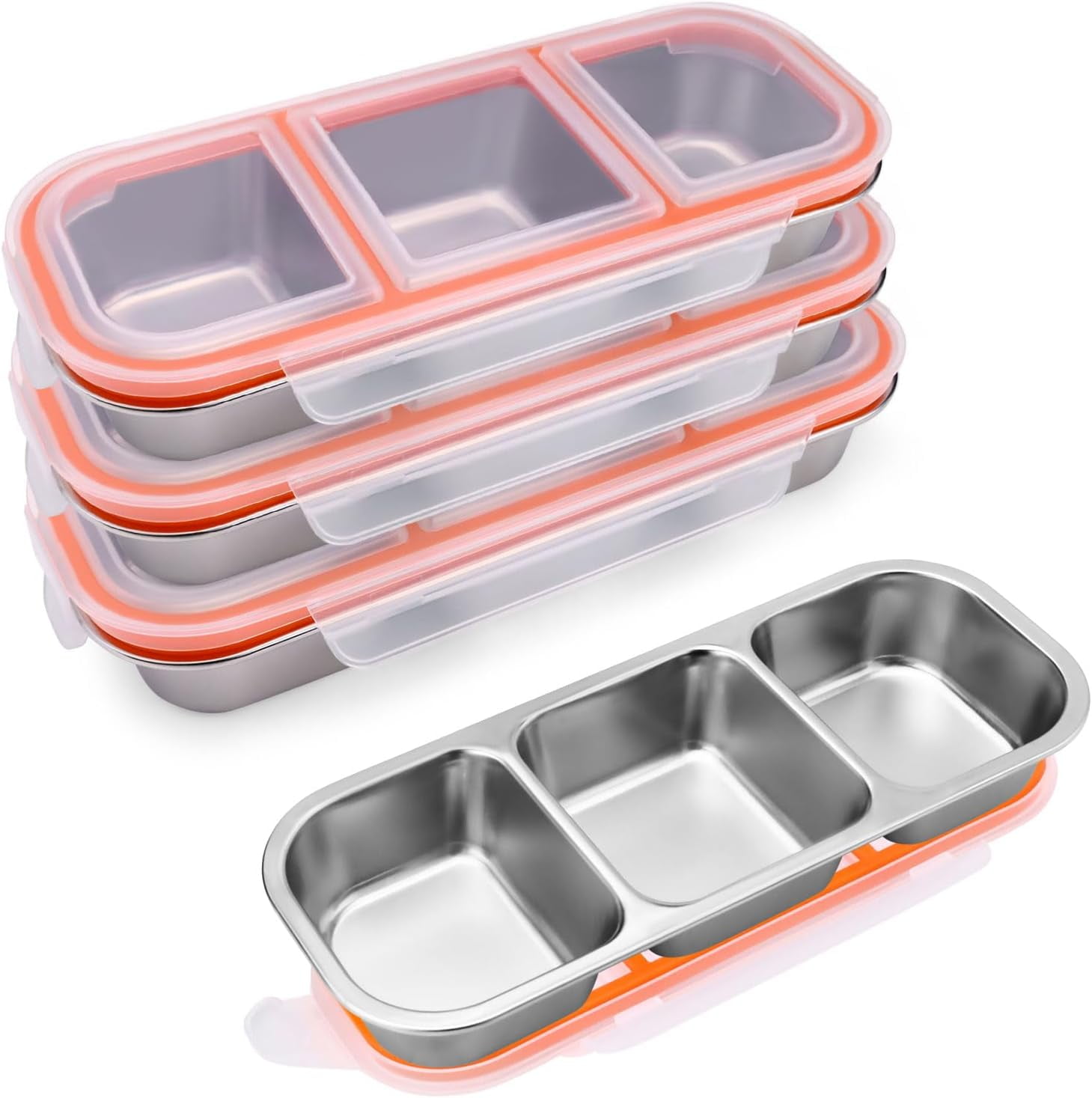 Snack Containers with Leakproof Lids, 3 Compartment Lunchable Meal Prep ...