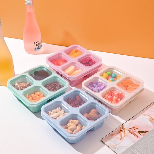 Snack Containers ,Lunch Box Containers,Reusable 4 Compartment Snack Box ...