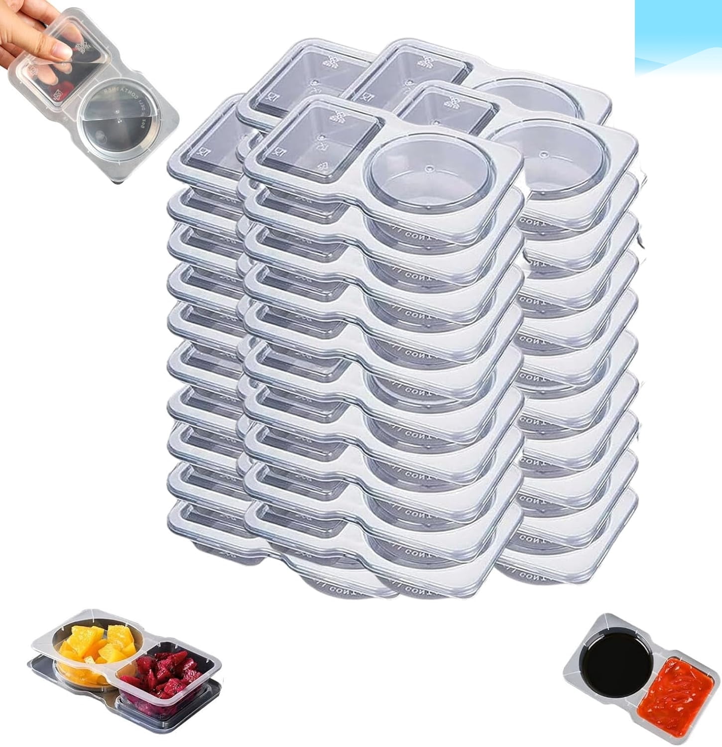 Snack Containers Reusable, Reusable Snack Packs 2 Compartments, Grab ...