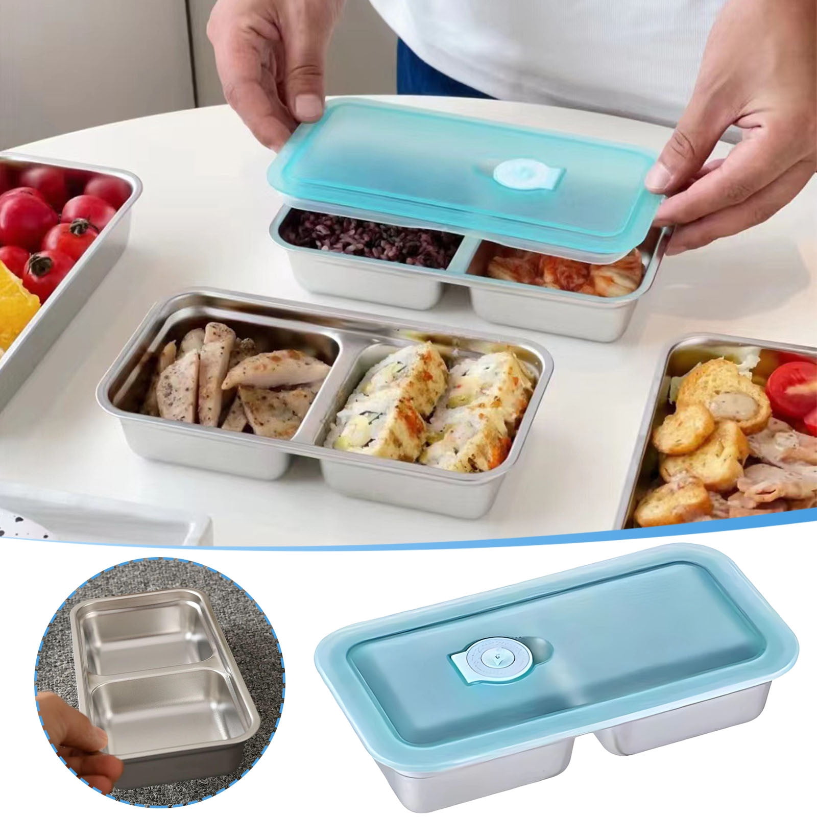 Snack Containers, Reusable Stackable Stainless Steel Bento Box, Metal ...