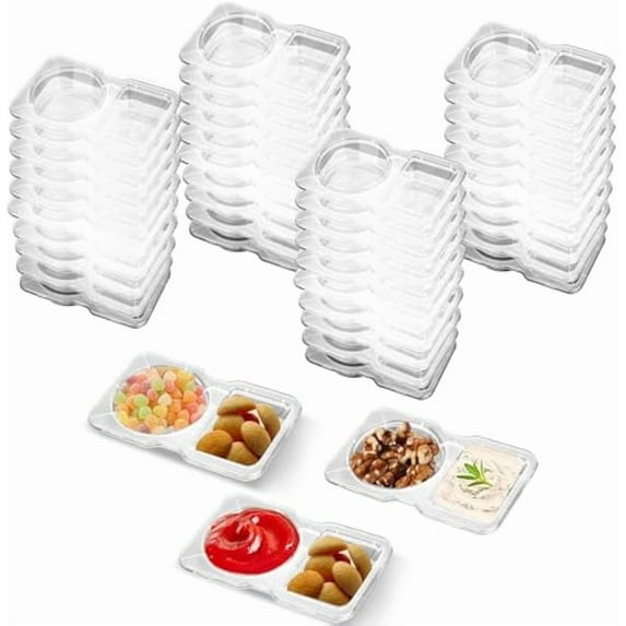 Snack Containers with Lid, Leakproof Dipping Containers with 2 ...