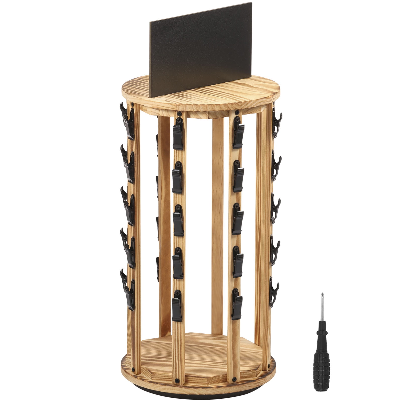 Snack Display Rack with 360°Rotating Wooden Base Easy Install Chip Rack ...