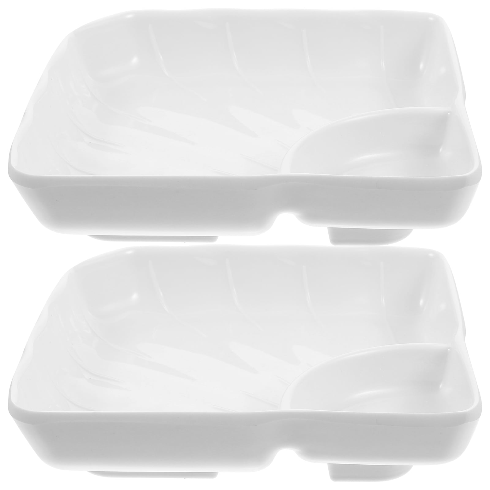 MEIBUTYUP 2Pcs Dumpling Plate with Sauce Compartment White Food Plate ...