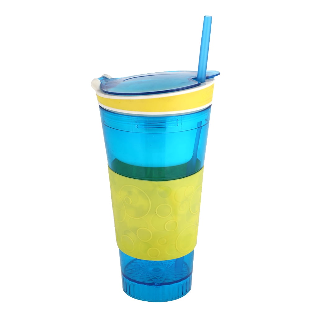 Snack & Drink Combo, Yellow & Blue Cup for On-the-Go Fun 2-in-1 Travel ...