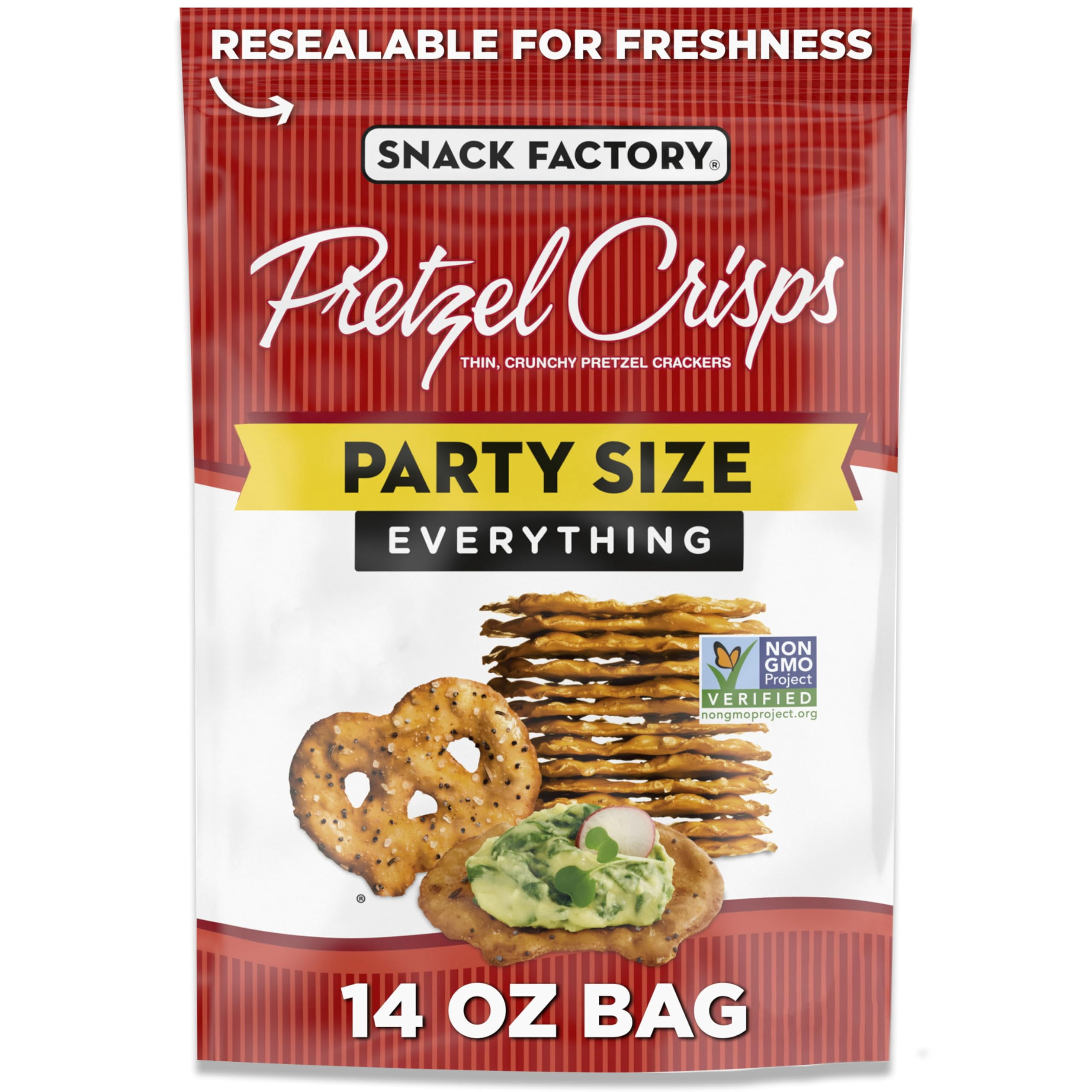 Snack Factory Everything Pretzel ESF27 Crisps, Non-GMO, 14 OZ Party ...