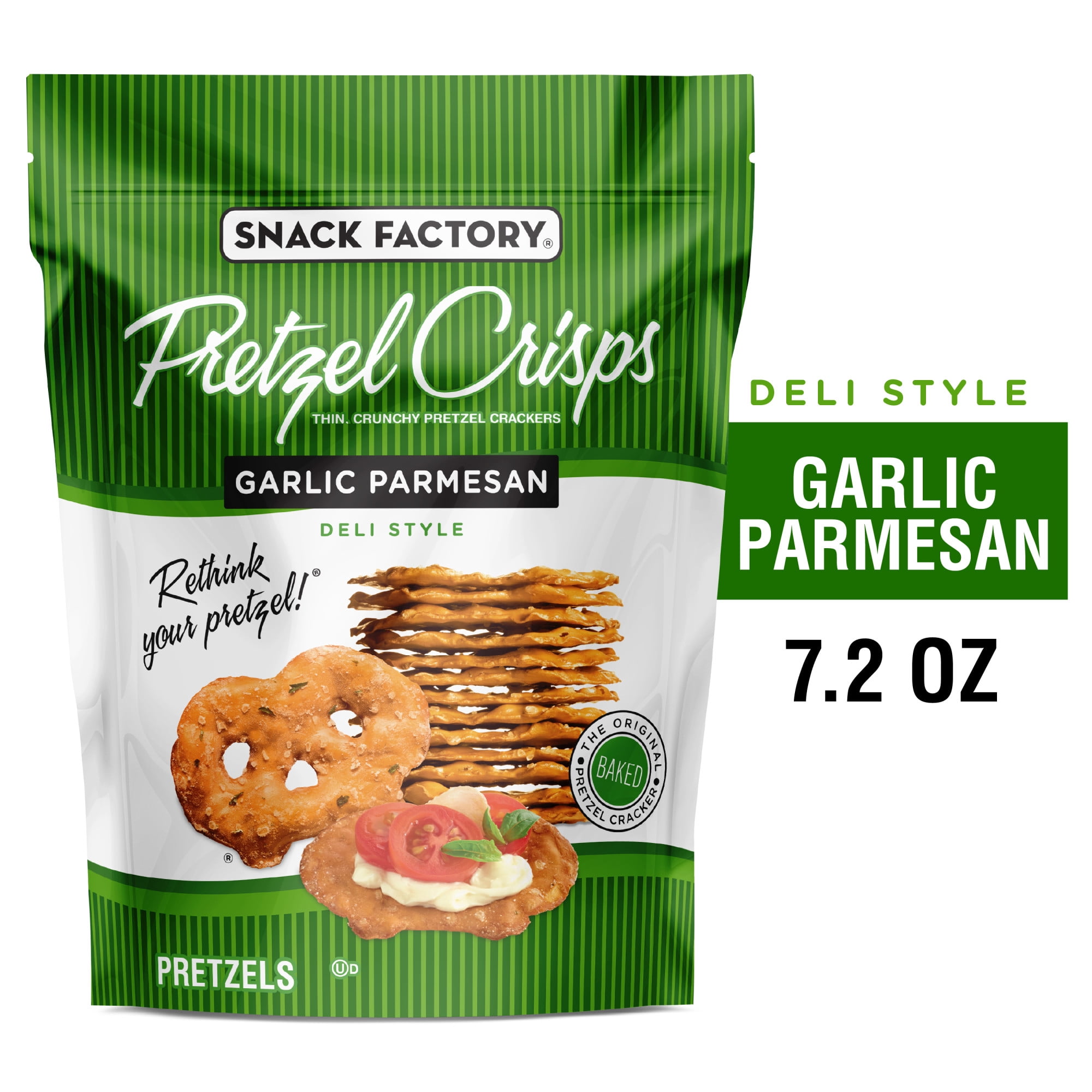 Snack Factory Garlic Parmesan Flat Chips Pretzel Crisps, 7.2 oz ...
