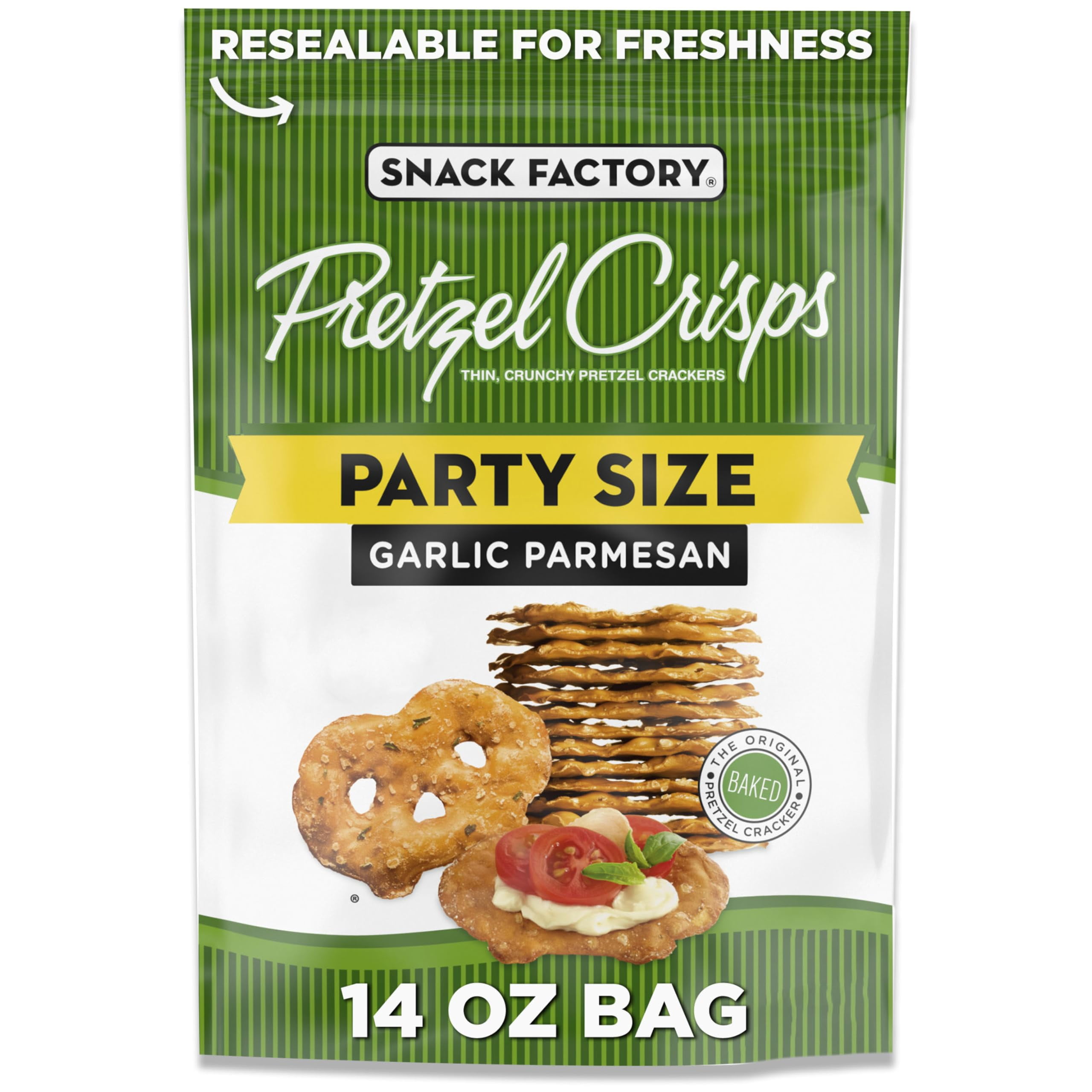 Snack Factory Garlic Parmesan Pretzel MDA05 Crisps, 14 OZ Party Size ...
