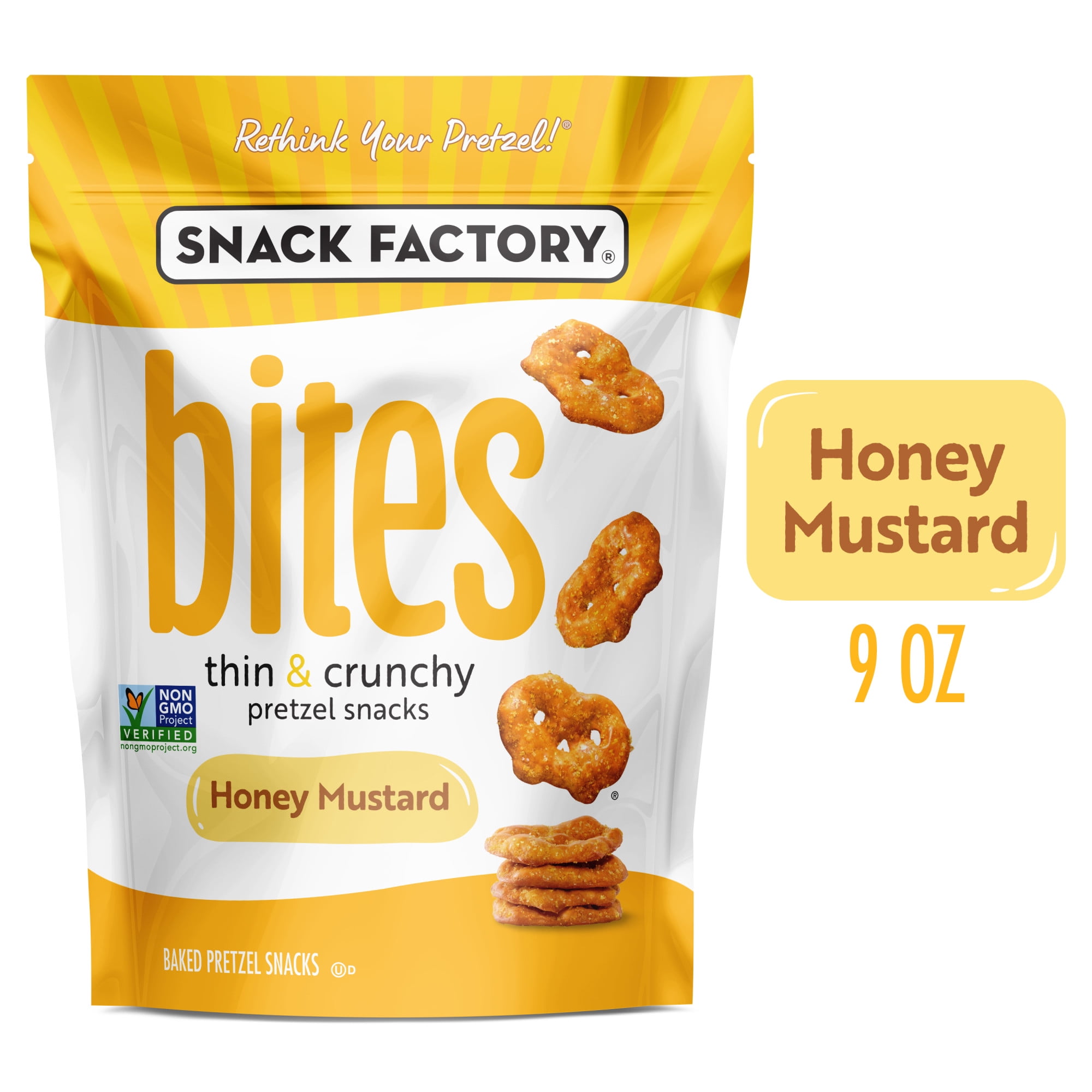 Snack Factory, Honey Mustard Bites, 9 oz Bag, Crispy Pretzel Snacks ...