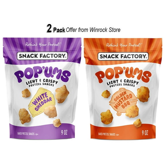 Snack Factory Pop'ums Golden Mustard BBQ Pretzel Snacks, 9 oz & Snack ...