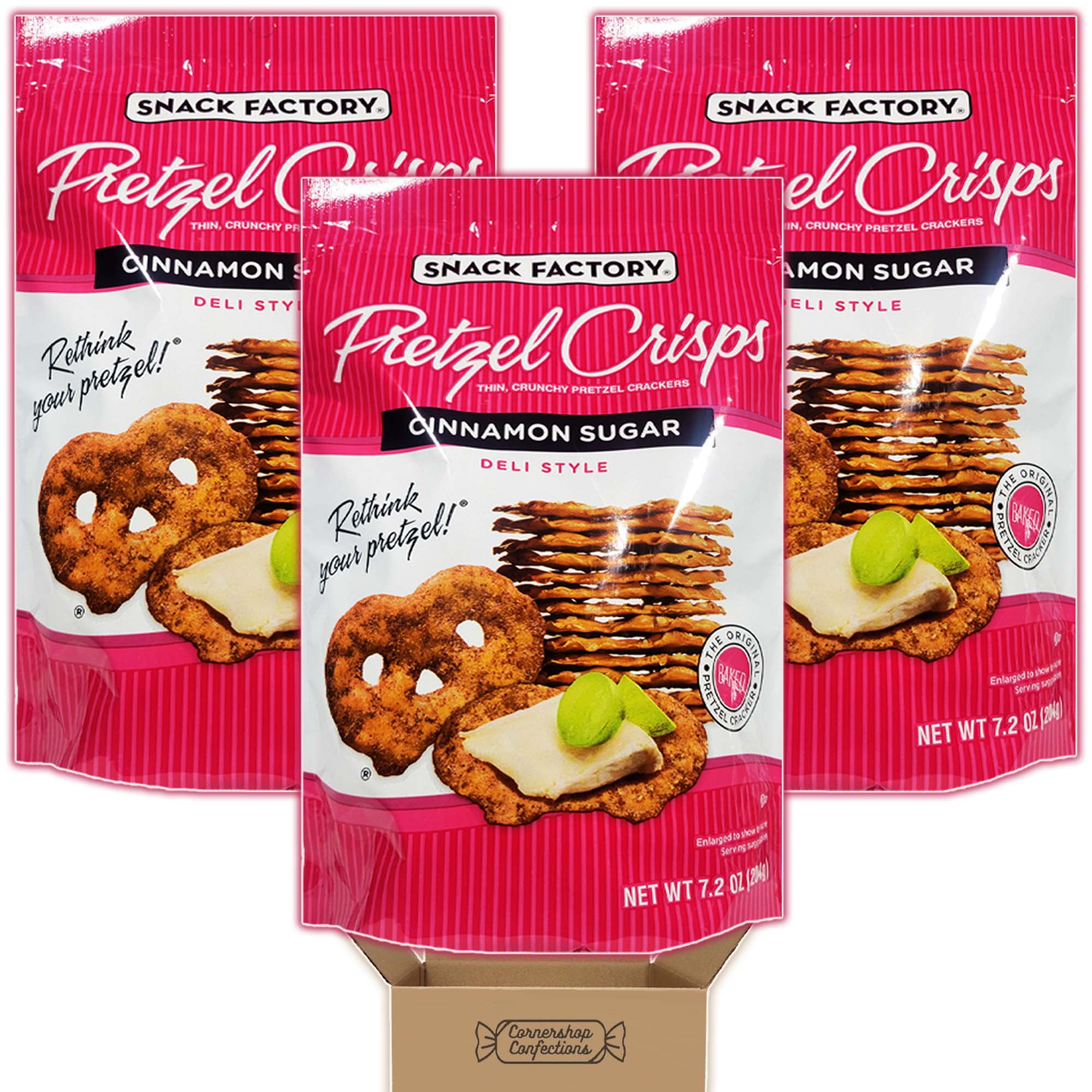 Snack Factory Pretzel Crisps Cinnamon Sugar Bundle Pack - 3 Packs, Each ...
