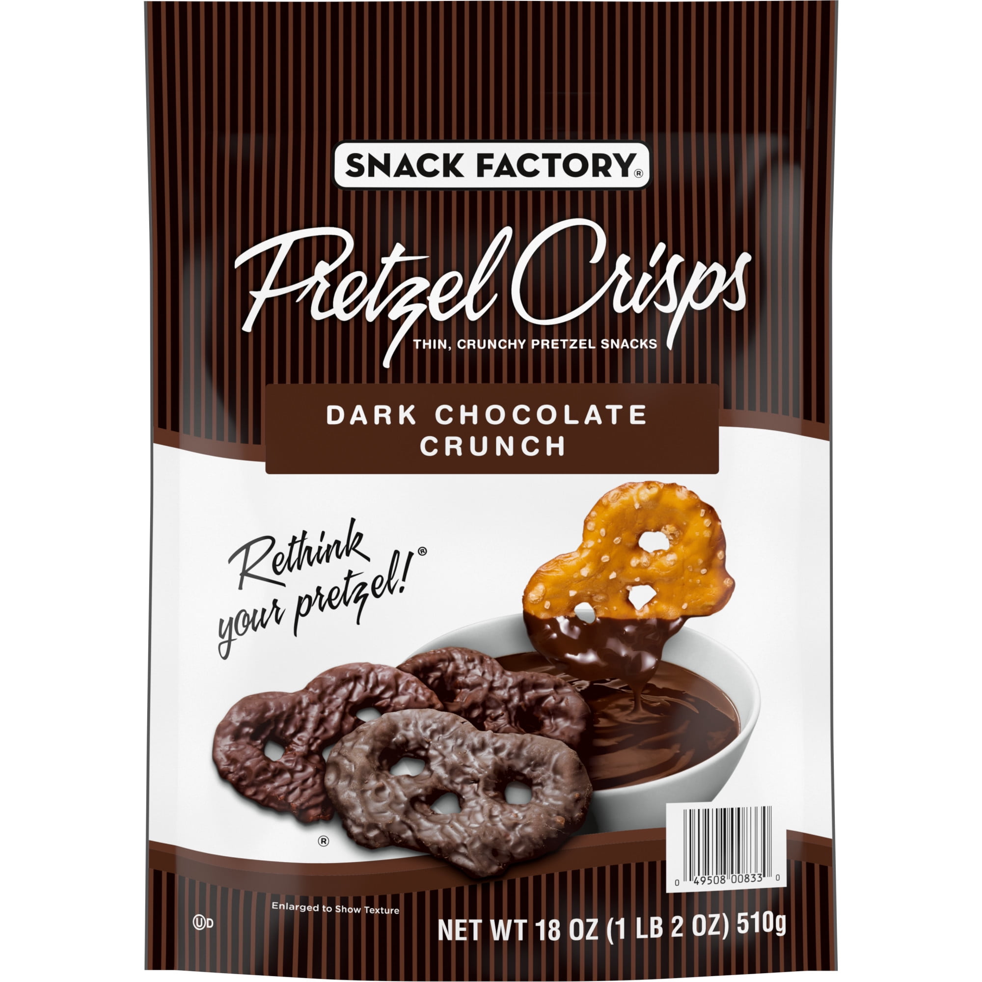Snack Factory Thin Packed Dark Chocolate Coated Pretzel Crisps, Flat 18 ...