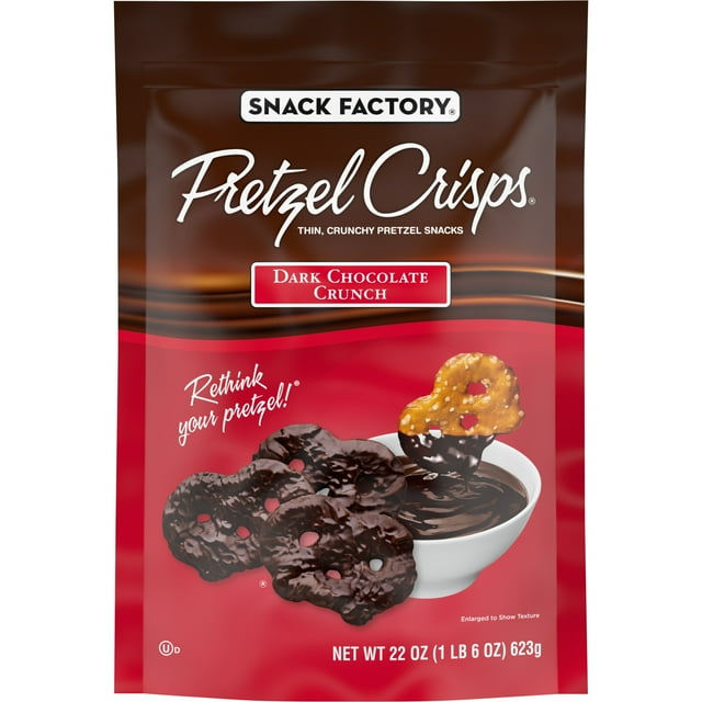 Snack Factory Dark Chocolate Covered Pretzel Crisps, 22 oz Resealable ...