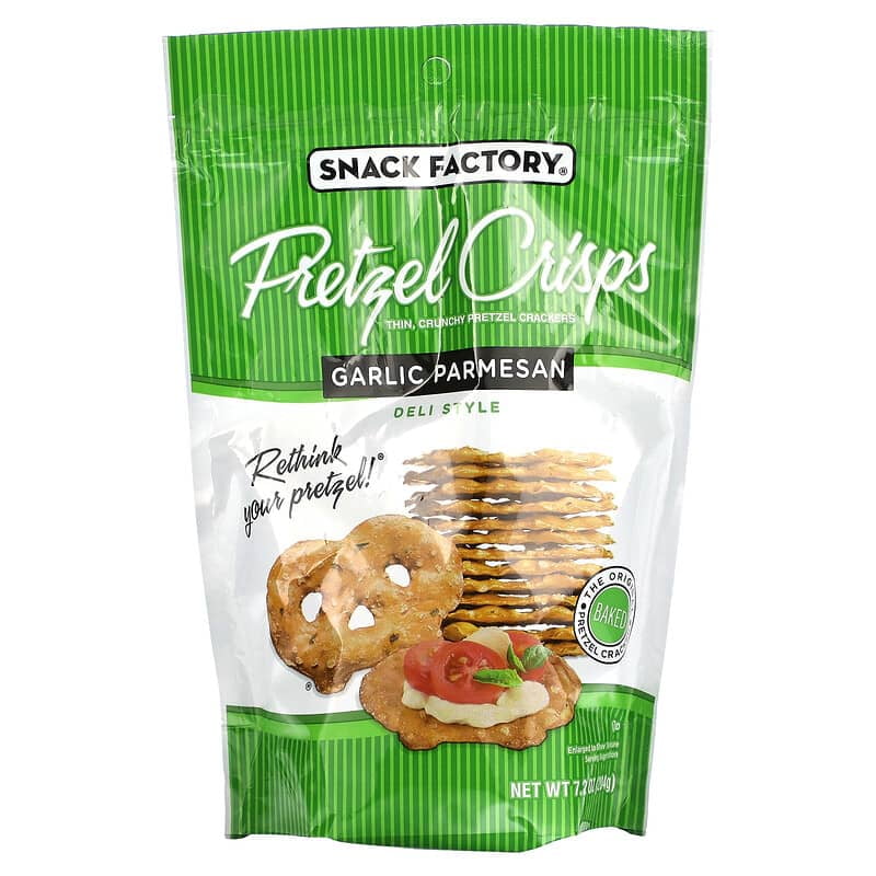Snack Factory, Pretzel Crisps, Garlic Parmesan, Deli Style, 7.2 oz Pack ...