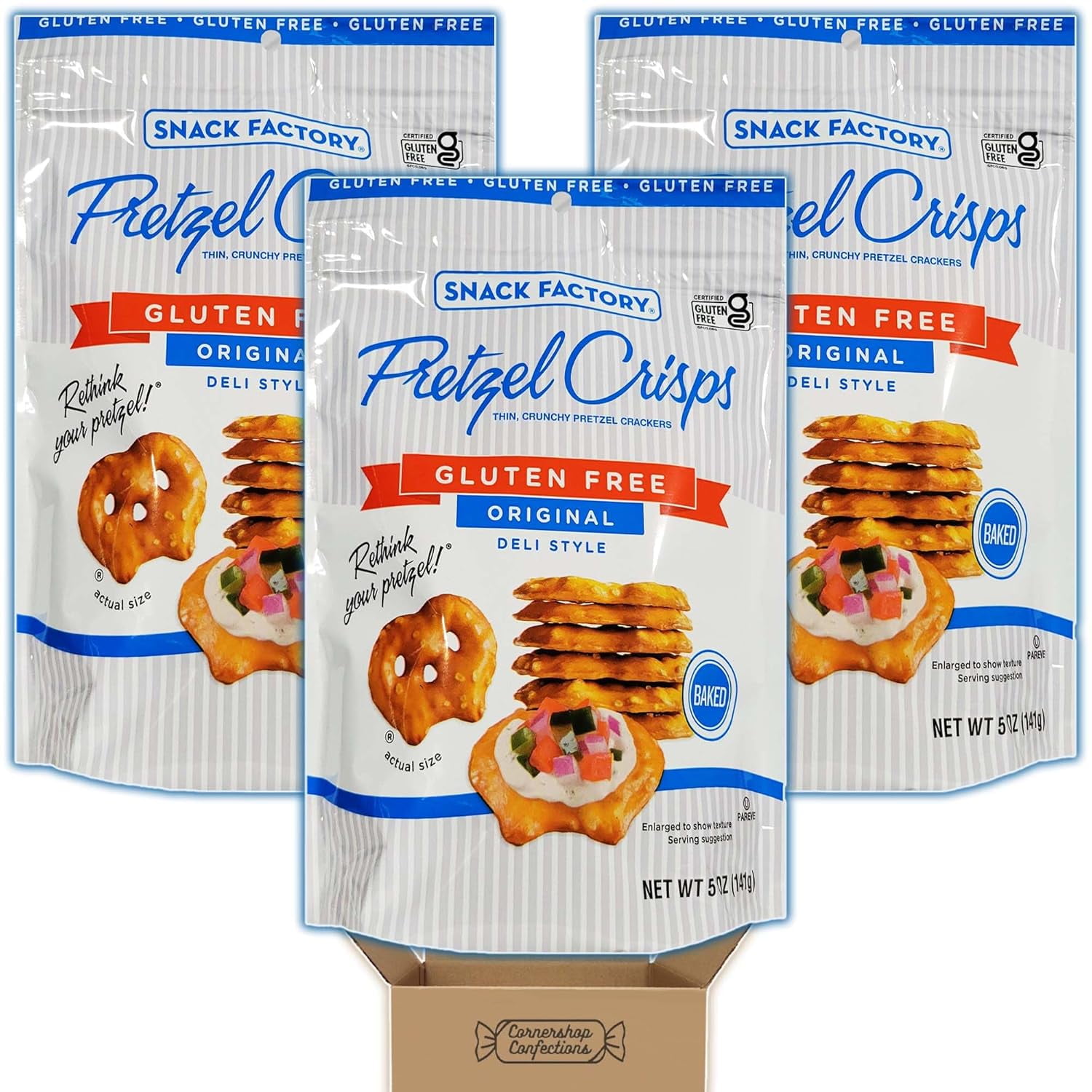 Snack Factory Pretzel Crisps Gluten Free Original Bundle Pack - 3, 5 ...