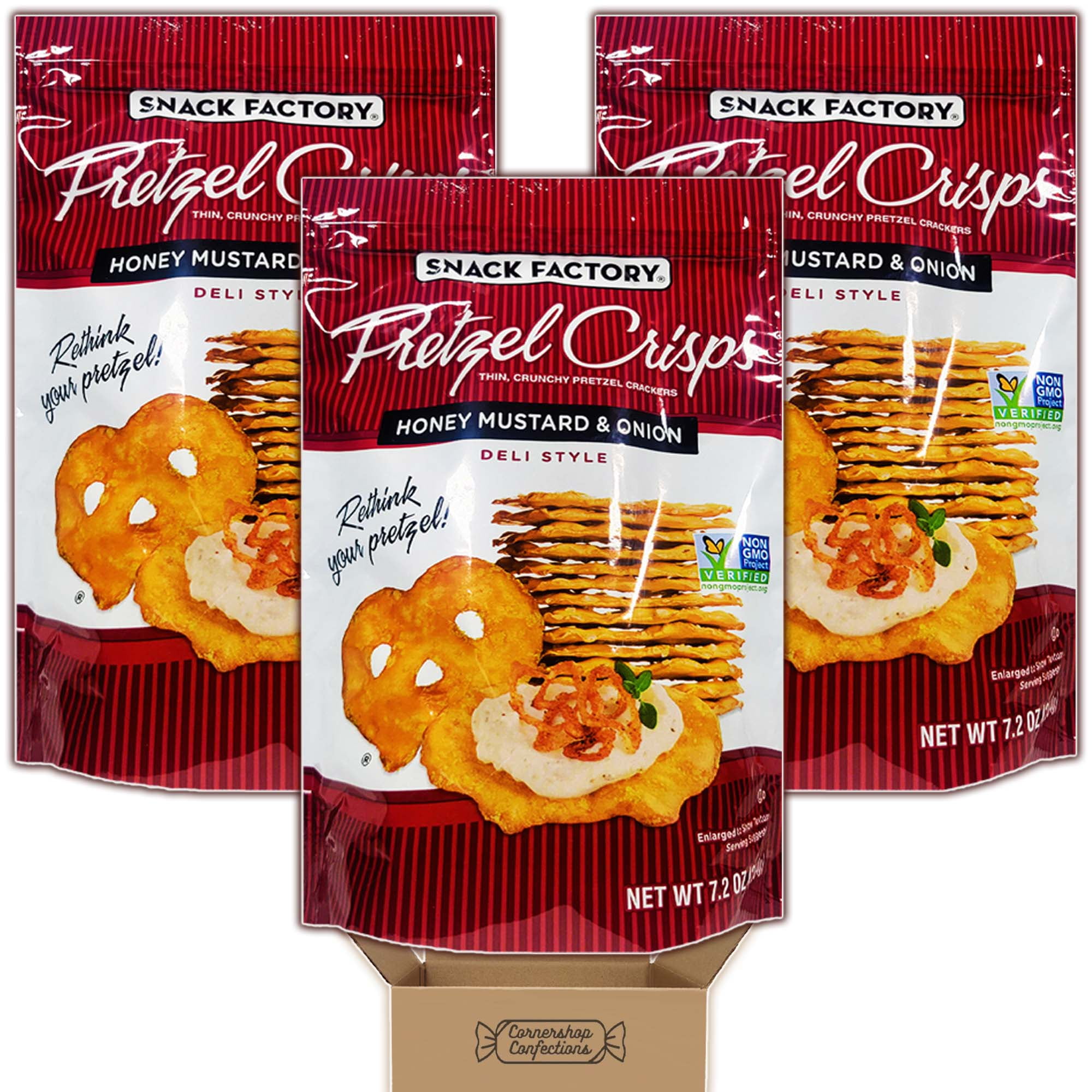 Snack Factory Pretzel Crisps Honey Mustard & Onion Bundle Pack - 3 ...