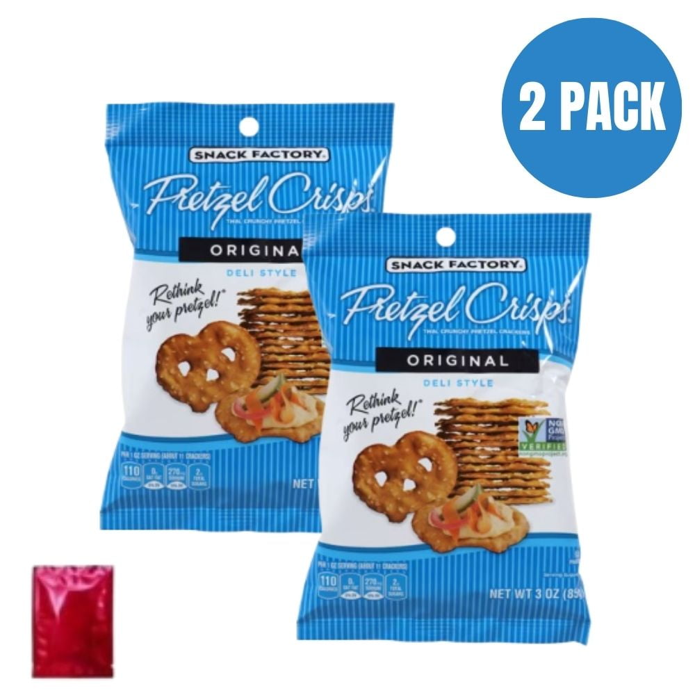 Snack Factory Pretzel Crisps Original, 3 oz Bags, Pack of 2, Thin ...