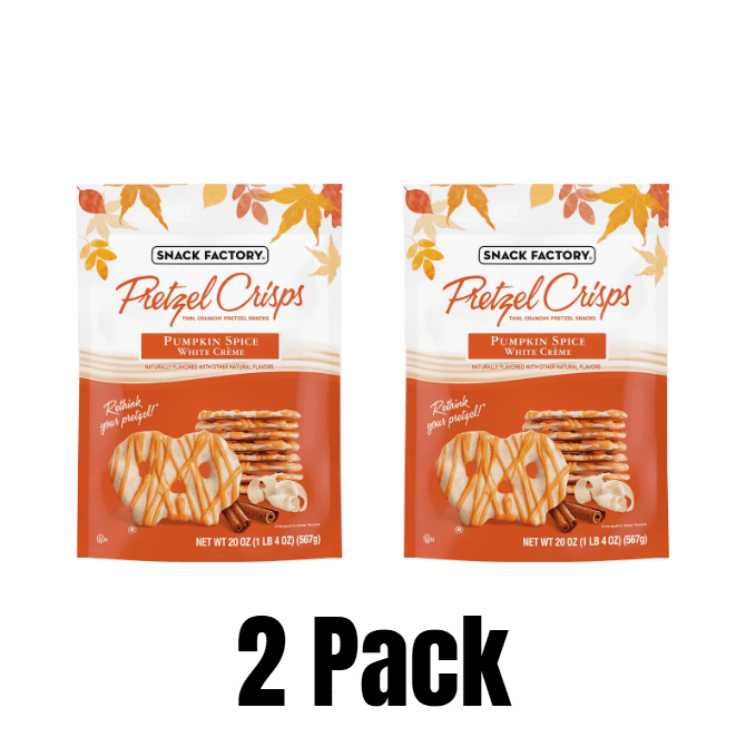Snack Factory Pumpkin Spice White Crème Pretzel Crisps – 20 oz Bags, 2 ...