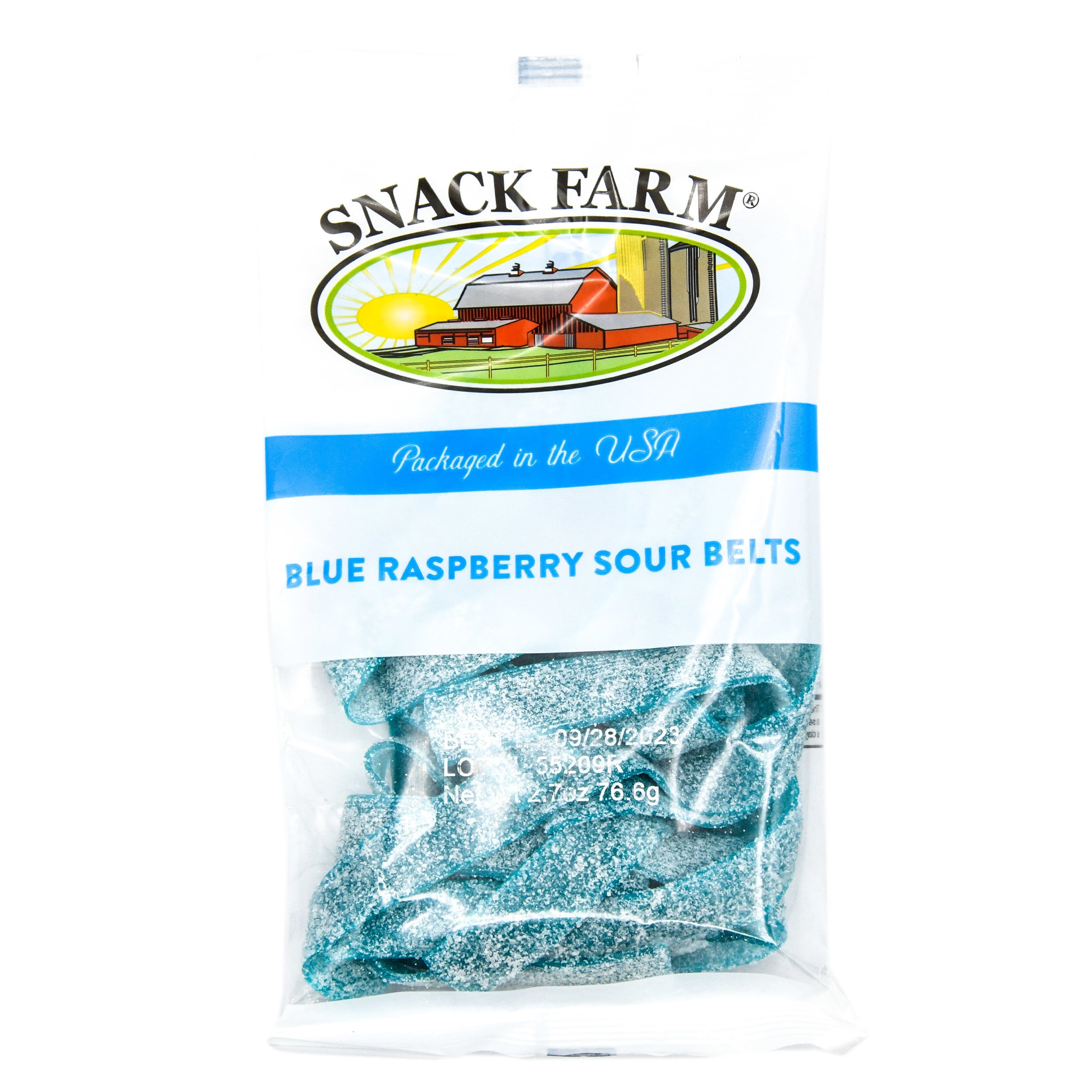 Snack Farm Sour Blue Raspberry Belts Candy 2.75 oz. Bag (2 Pack ...