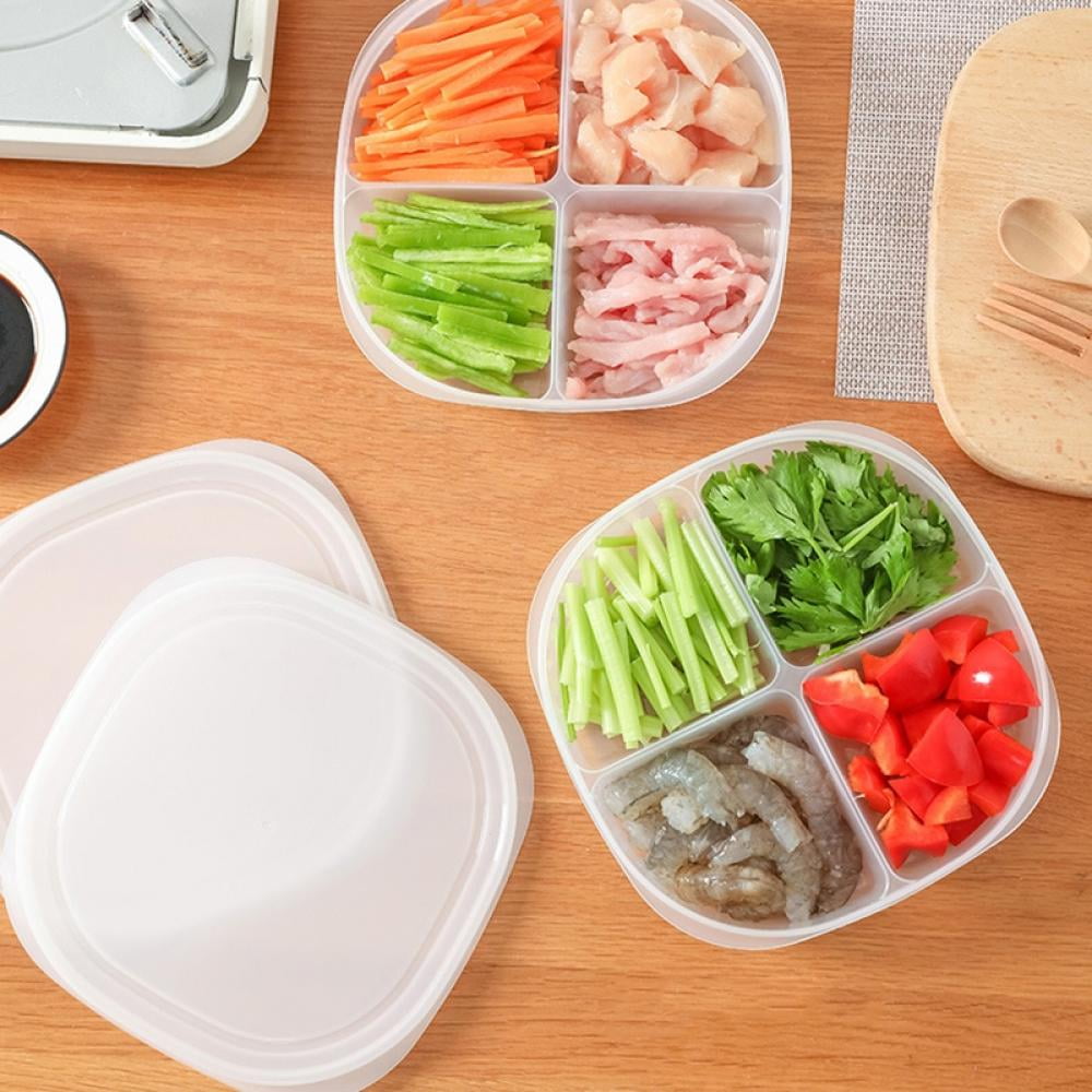 Snack Food Containers, Reusable 4 Compartments Leakproof Food Meal Prep ...