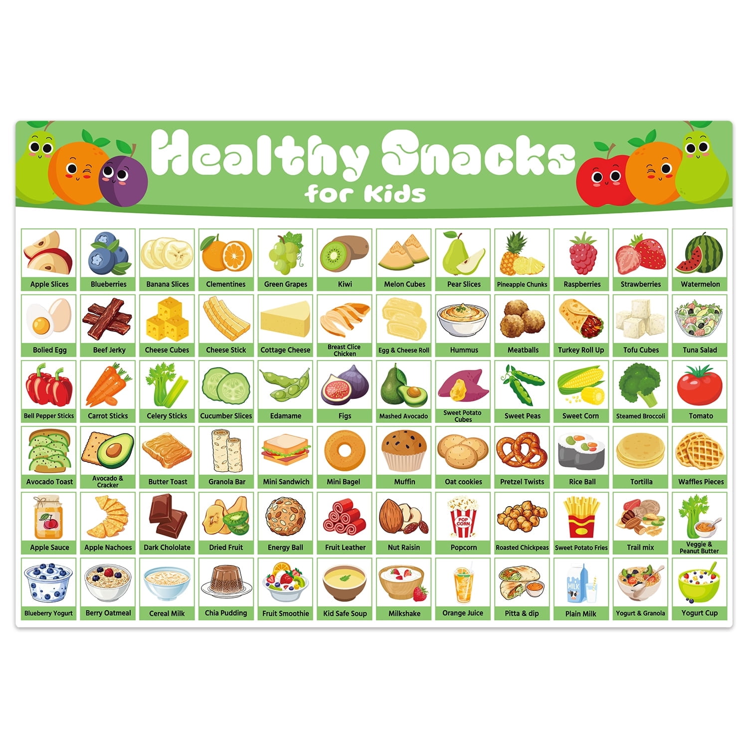 Snack Food List Healthy Snacks for Kids Refrigerator Magnets - Walmart.com