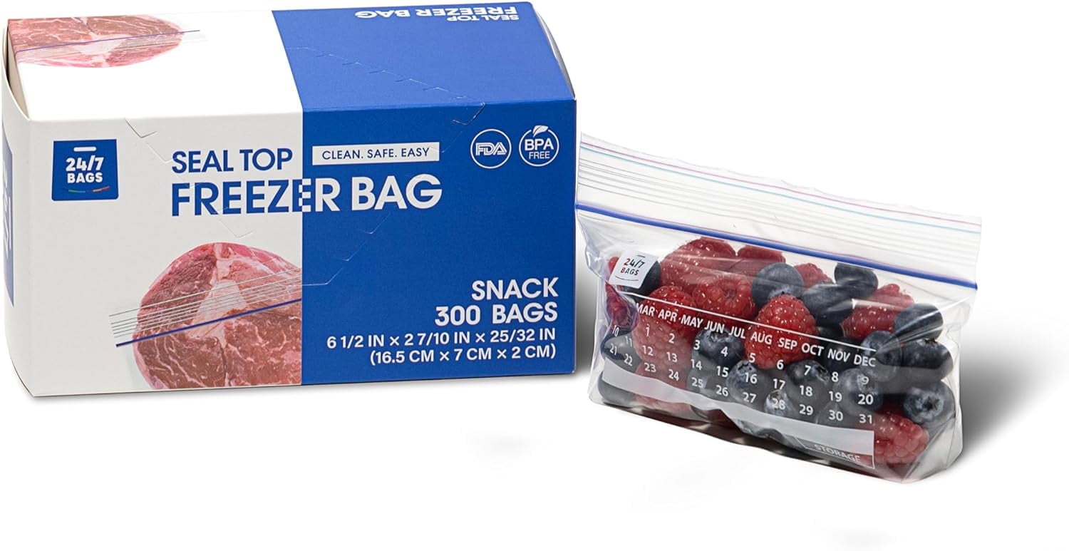 Snack Freezer Bags - 300 Count with Expandable Bottom and New Calendar ...