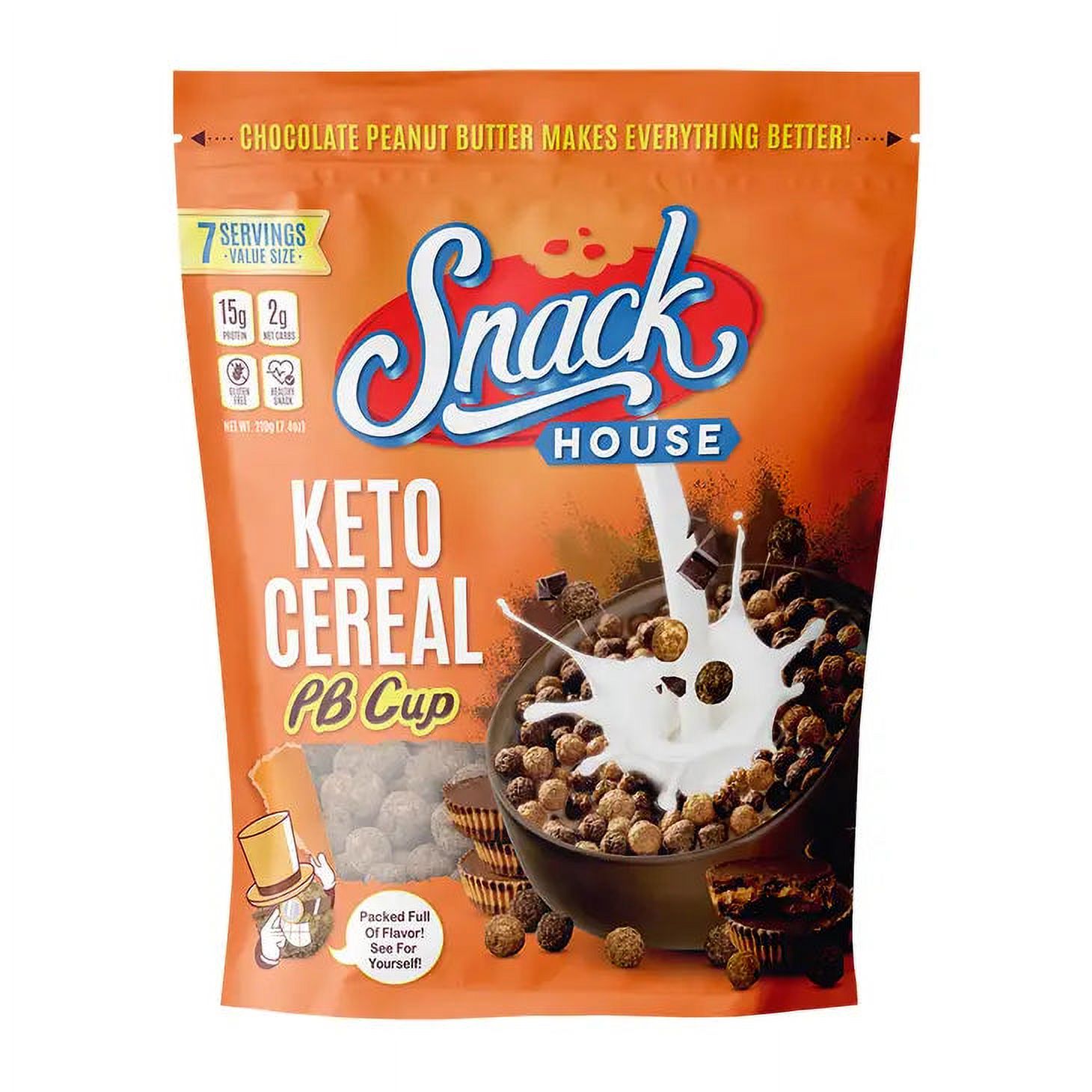 Snack House Keto Cereal - PB Cup, PB Cup, 7.40 oz, box - Walmart.com