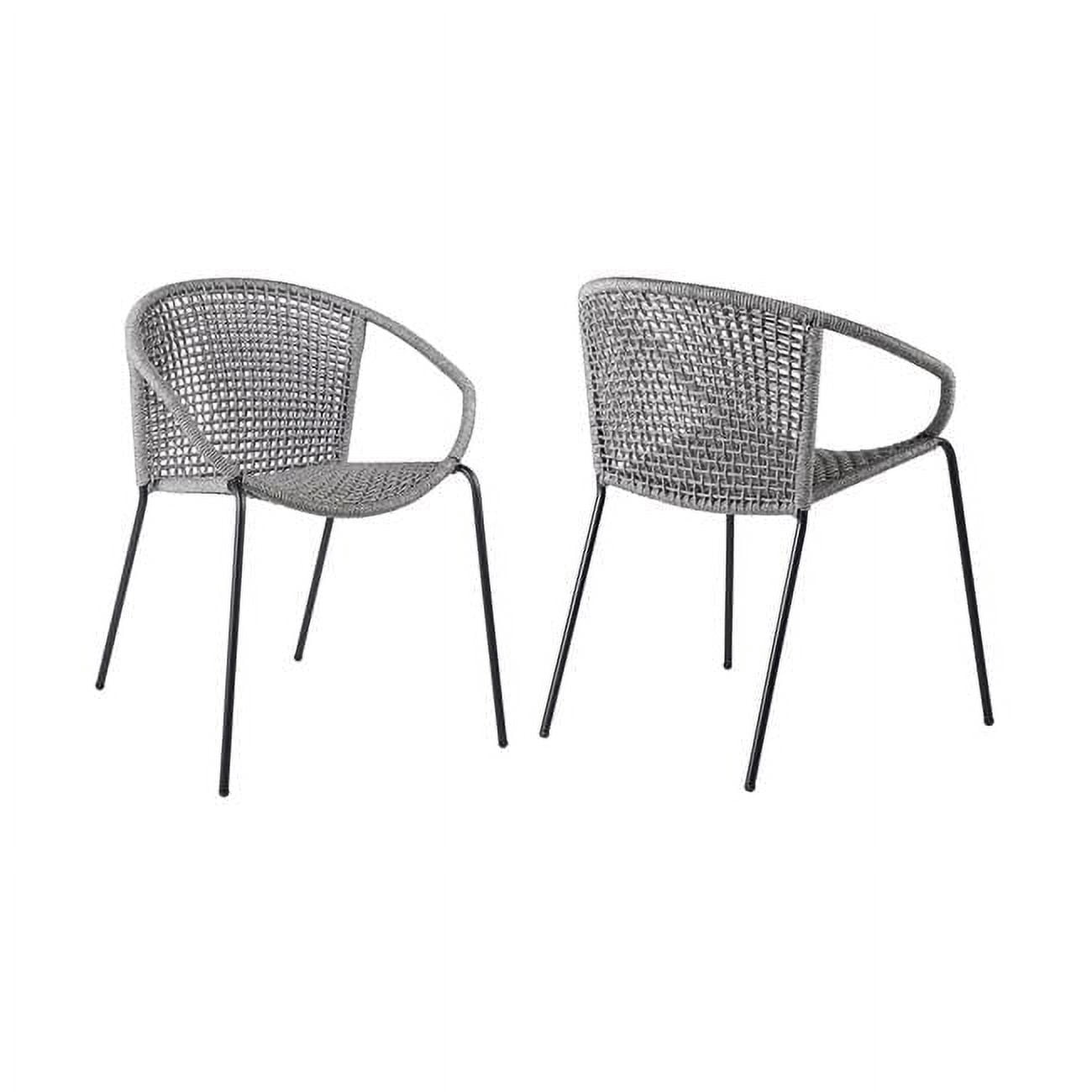 Snack Indoor Outdoor Stackable Steel Dining Chair with Grey Rope - Set ...
